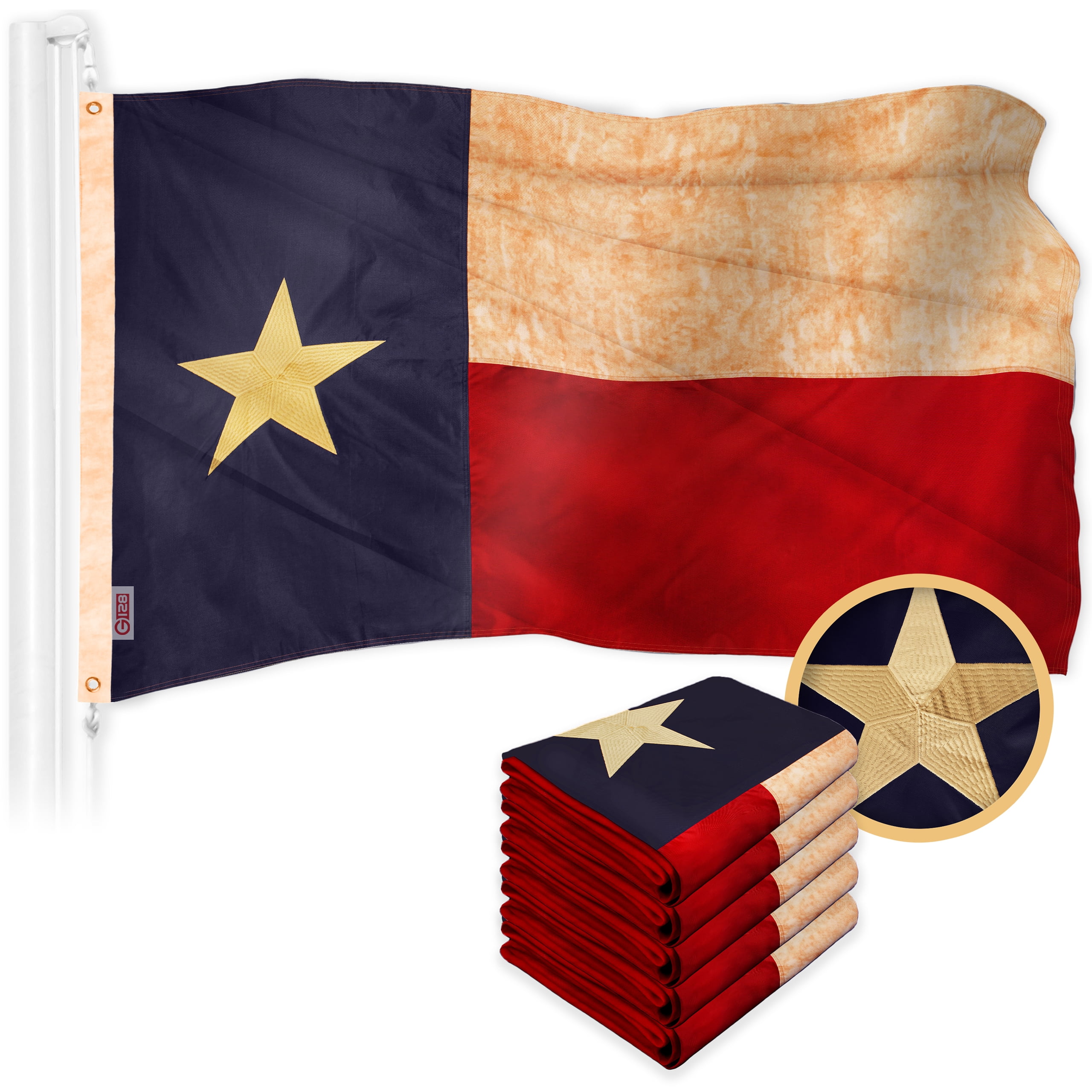 G128 5 Pack: Texas Tea-Stained Flag | 2x3 Ft | ToughWeave Pro Series ...
