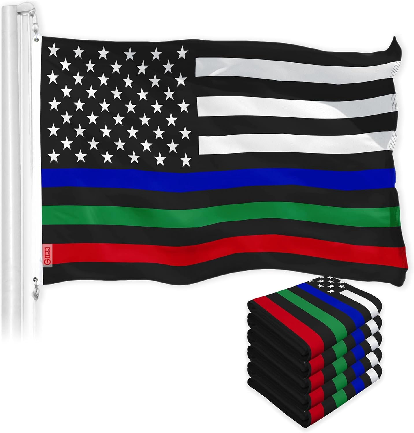 G128 5 Pack: Thin Blue Green Red Line American Flag | 3x5 Ft ...