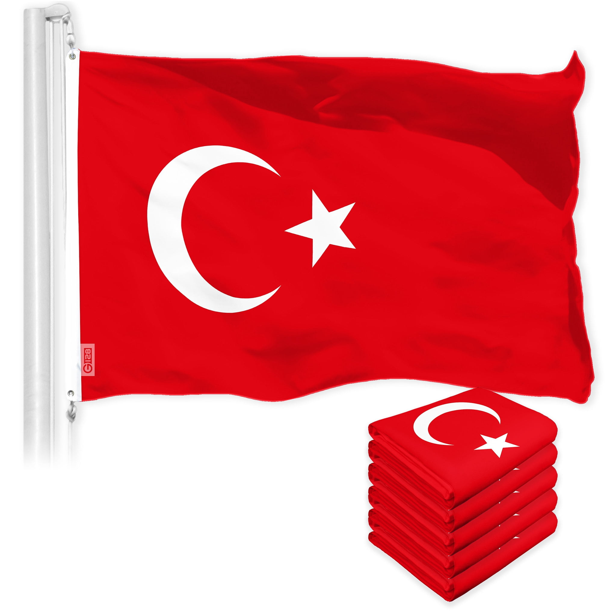 G128 5 Pack: Turkey Turkish Flag | 3x5 Ft | LiteWeave Pro Series ...