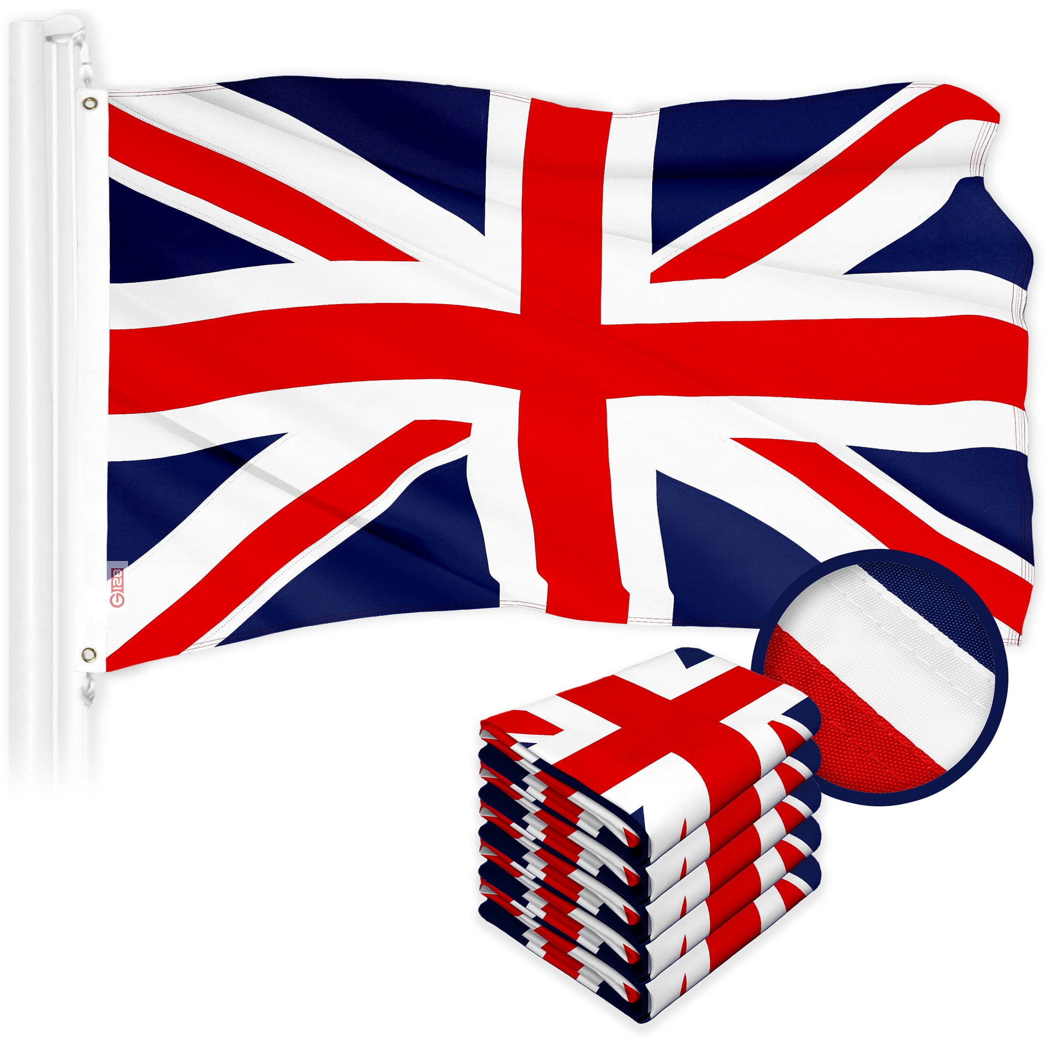 G128 5 Pack: UK United Kingdom Flag | 3x5 Ft | ToughWeave Series ...
