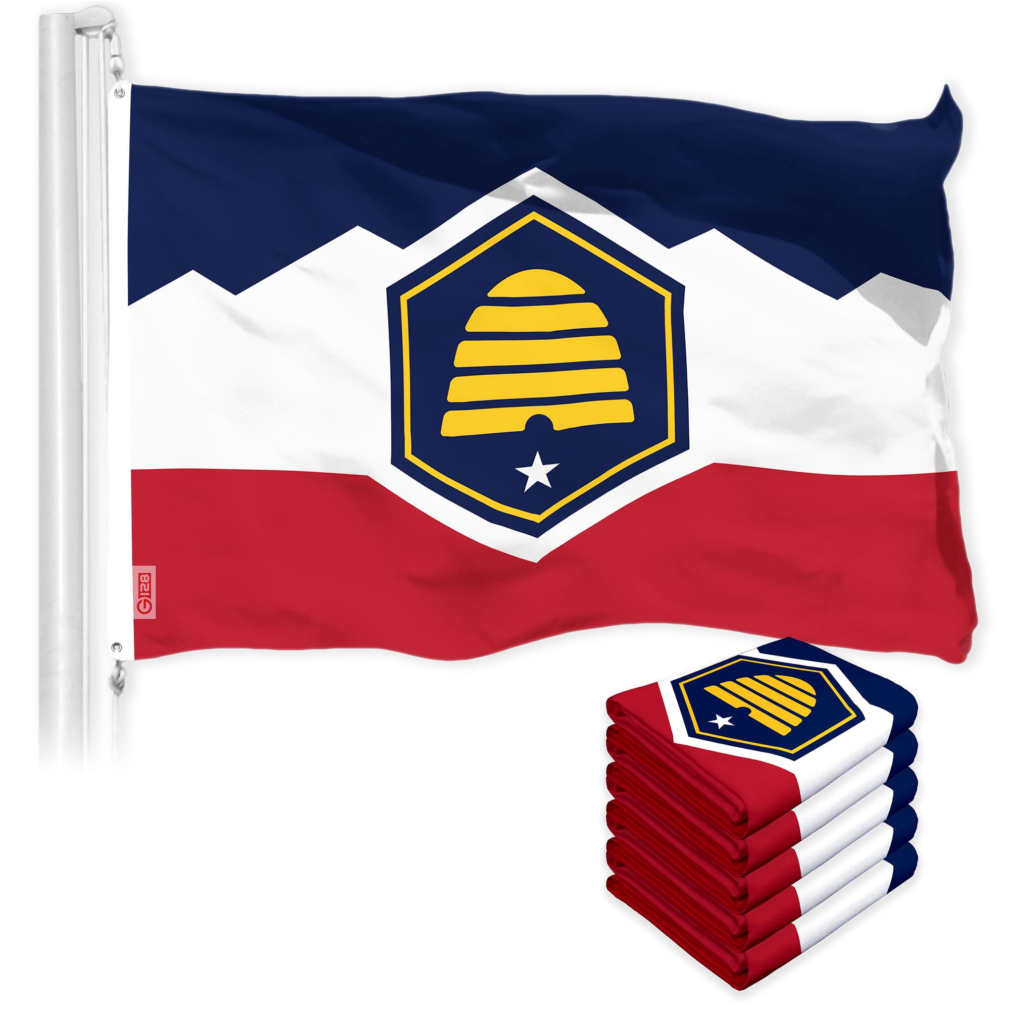 G128 5 Pack: Utah 2023 New Version UT State Flag | 3x5 Ft | LiteWeave ...