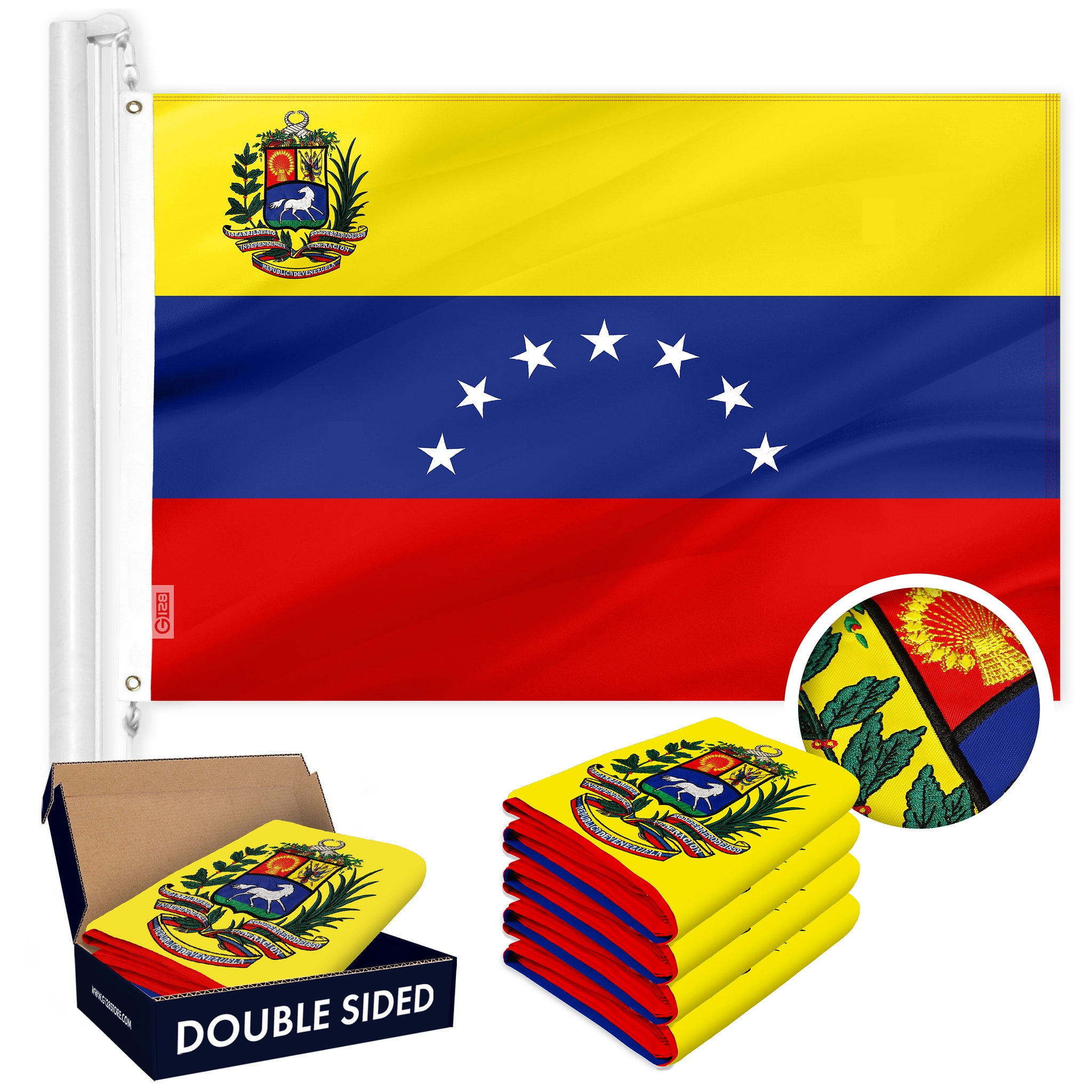 G128 5 Pack: Venezuela 7 Stars Venezuelan Flag | 4x6 Ft | Double ...