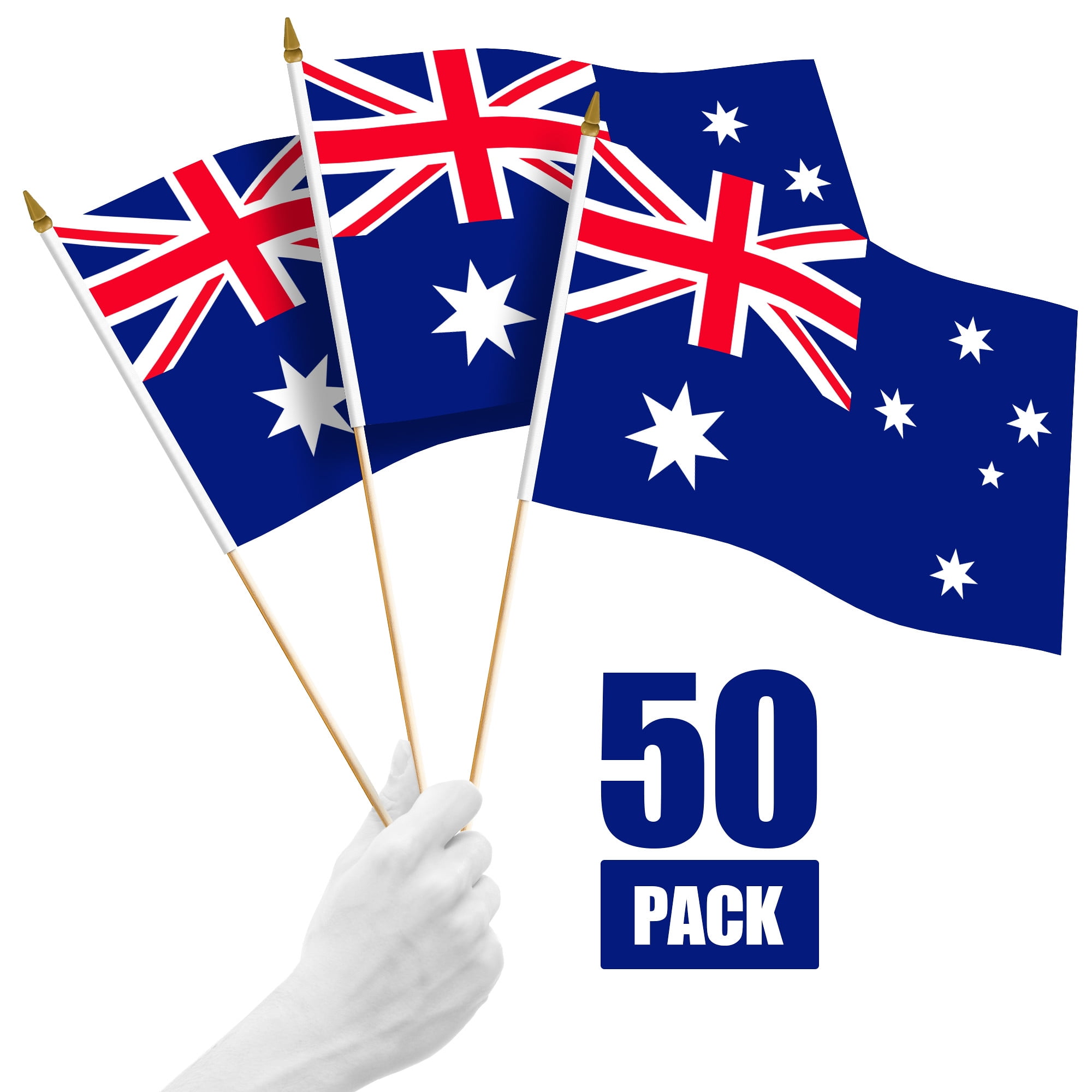 G128 50 Pack Handheld Australia Australian Stick Flags | 12x18 In ...