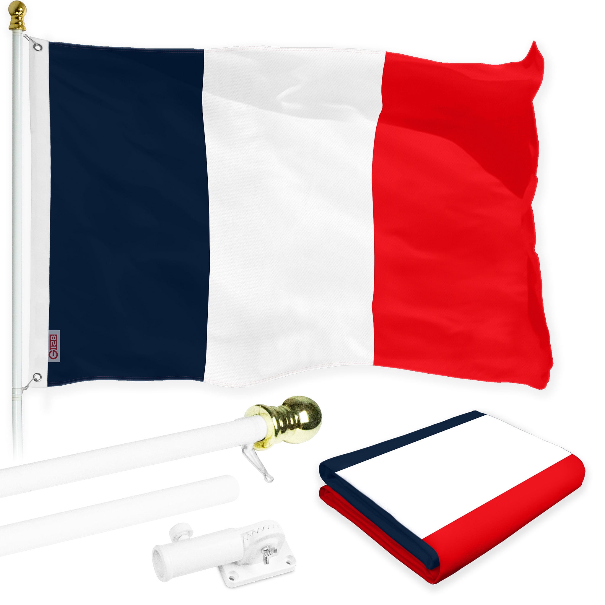 G128 - 6 Feet Tangle Free Spinning Flagpole (White) Navy Blue NEW ...