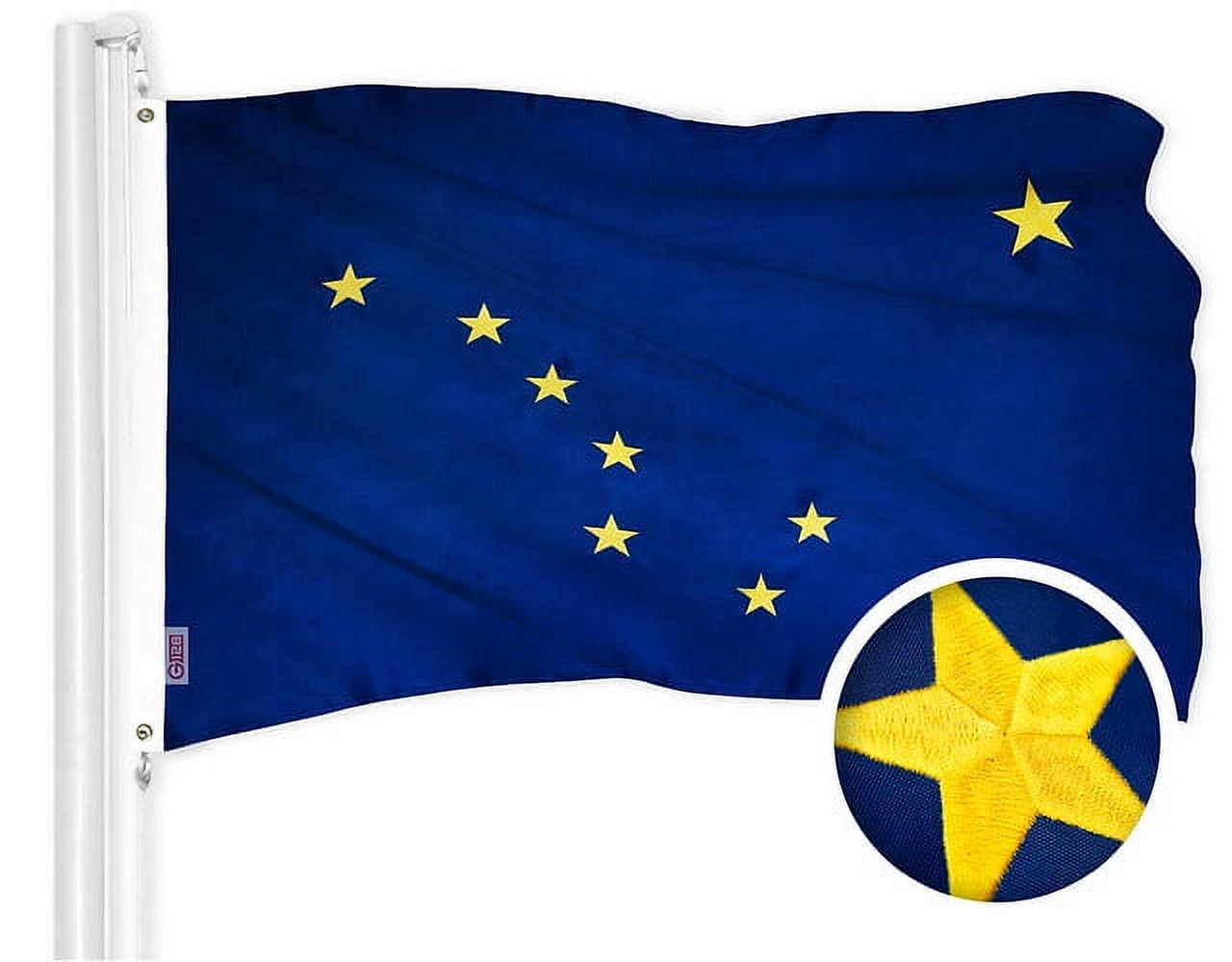 G128 Alaska State Flag | 3x5 Ft | ToughWeave Series Embroidered 300D ...