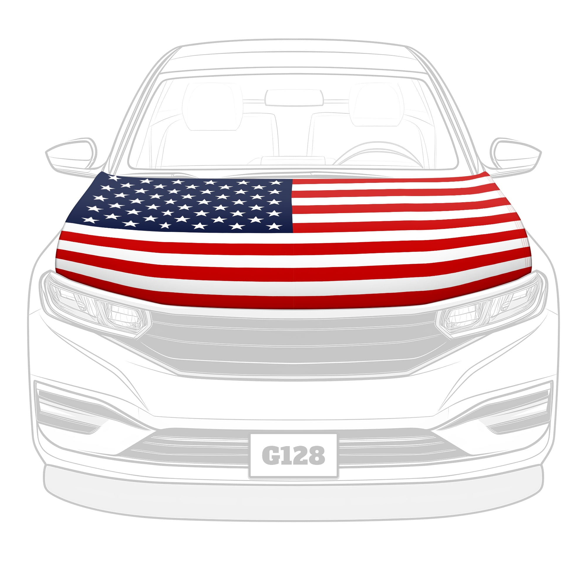 G128 American USA Car Hood Cover 3.94x5.25 Ft Two Triangle Fasteners ...