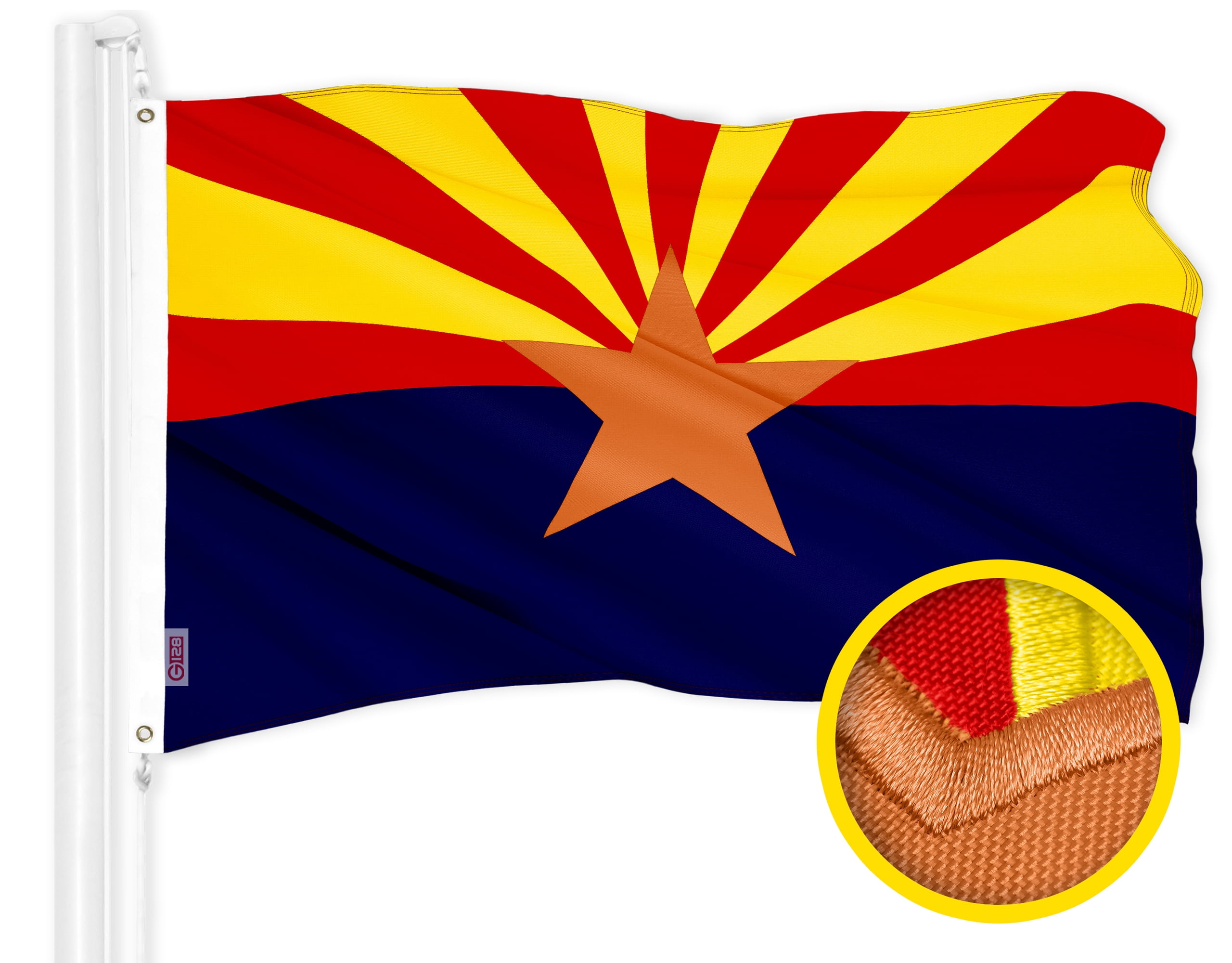 G128 Arizona AZ State Flag | 4x6 Ft | ToughWeave Series Embroidered ...