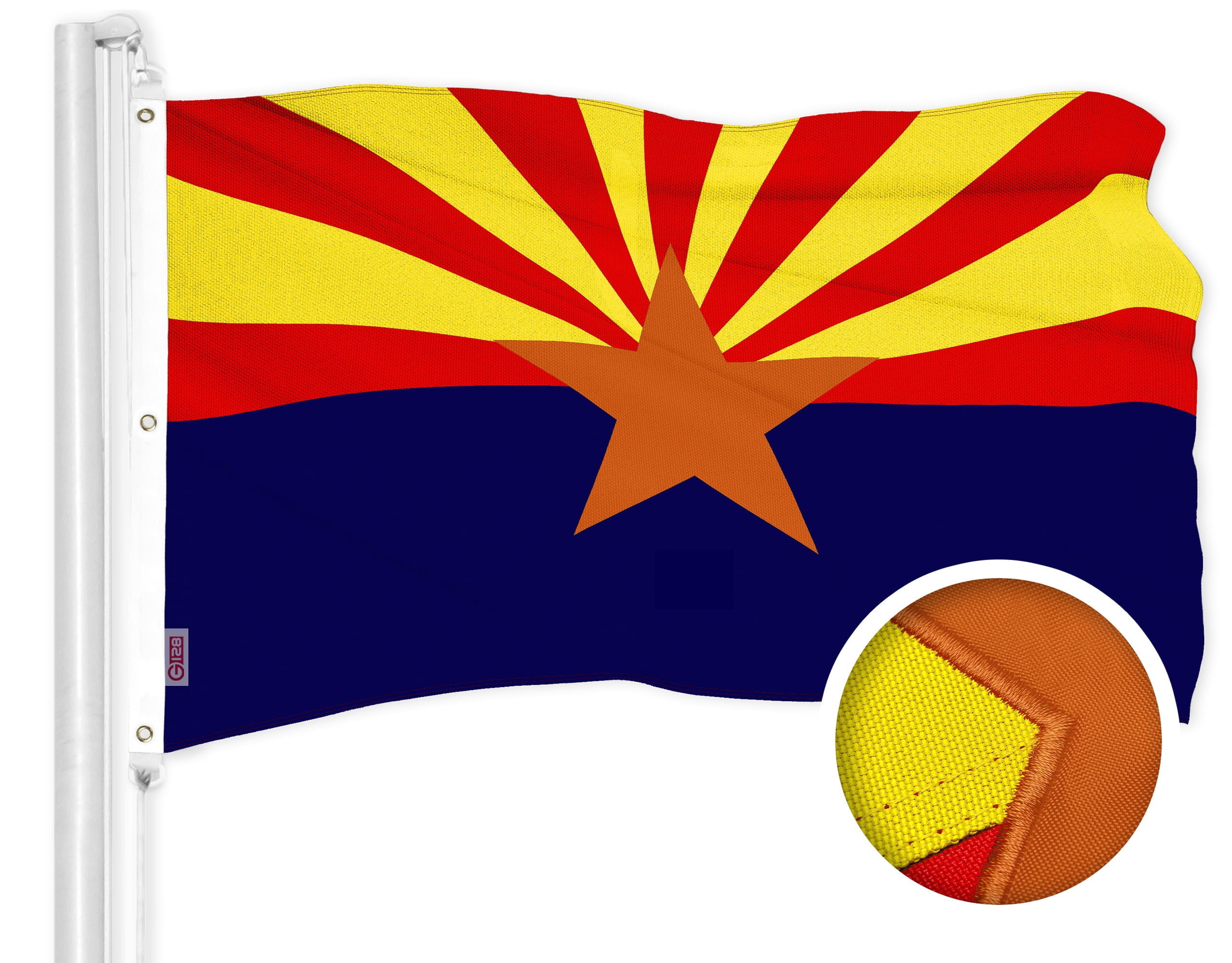 G128 Arizona AZ State Flag | 5x8 Ft | ToughWeave Series Embroidered ...