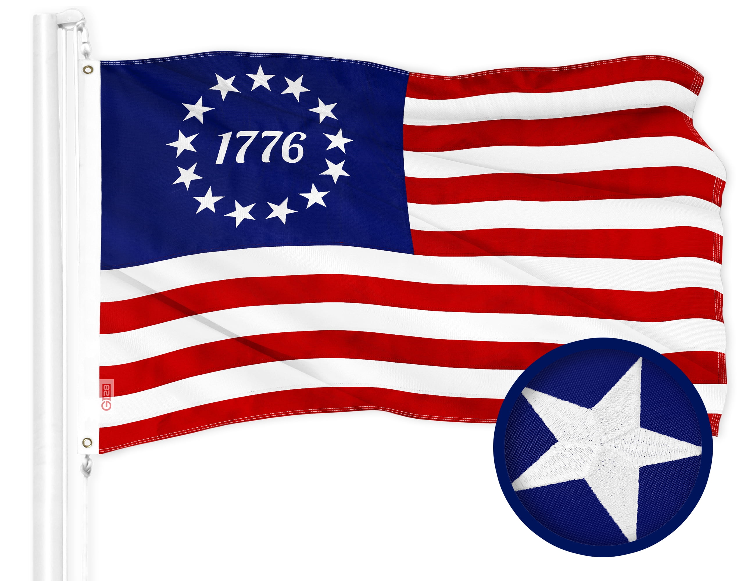 G128 Betsy Ross 1776 Flag | 3x5 Ft | ToughWeave Series Embroidered 300D ...