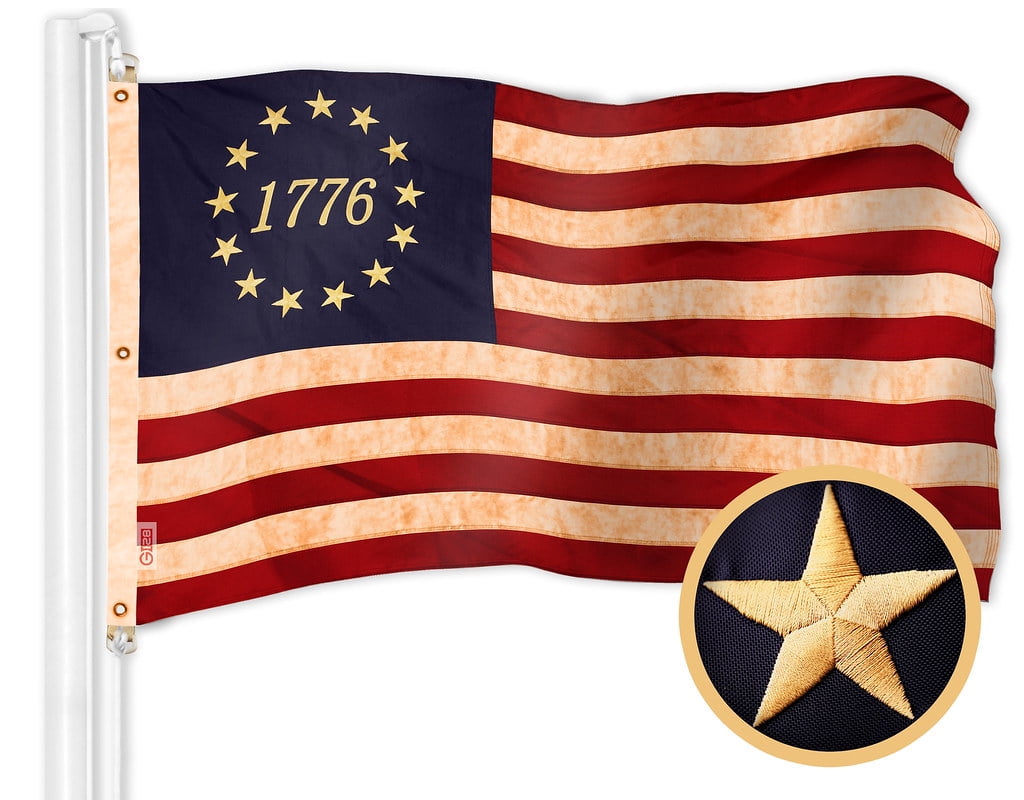 G128 Betsy Ross 1776 Tea-Stained Flag | 6x10 Ft | ToughWeave Pro Series ...