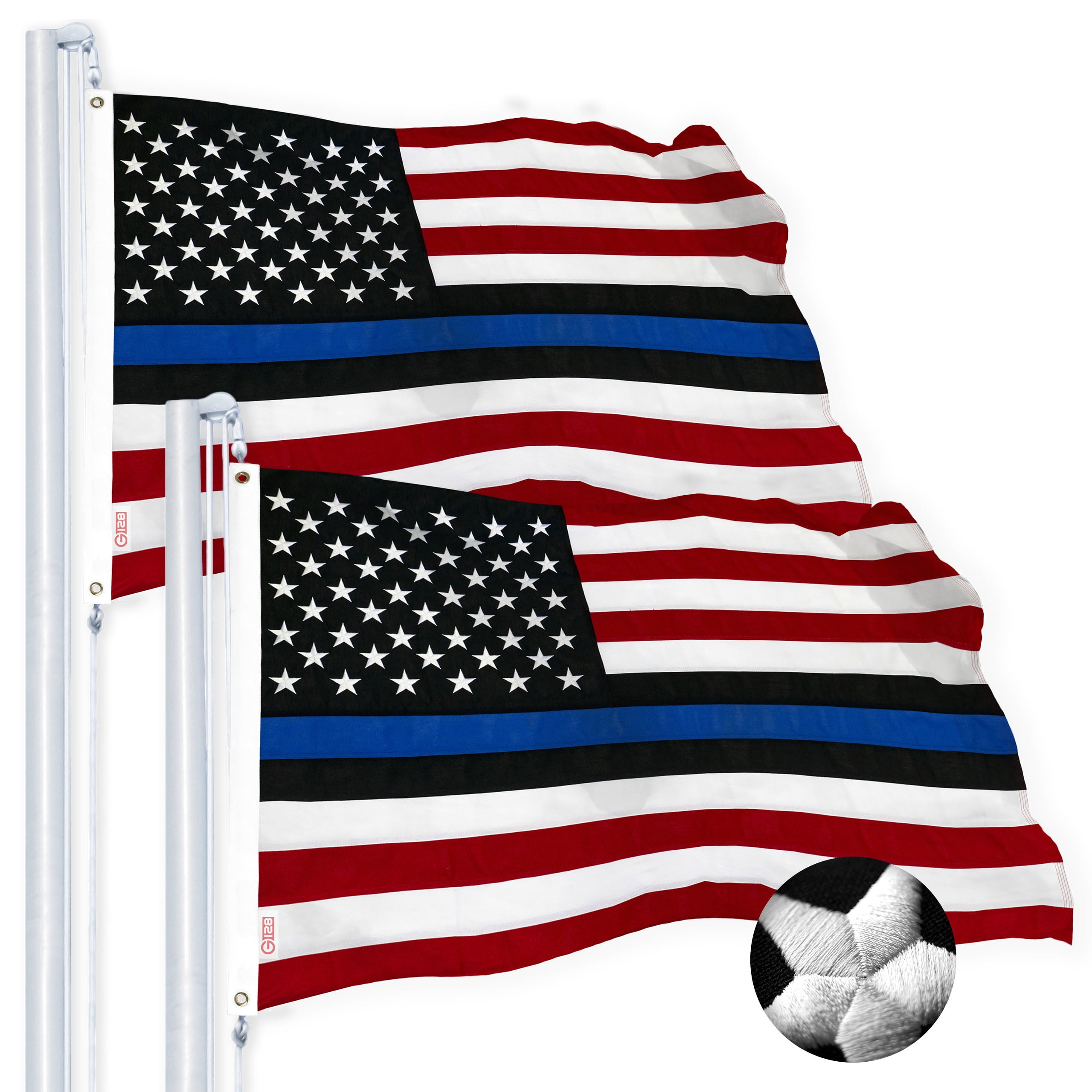 G128 Blue Lives Matter Flag 4x6 FT 2-Pack Police Flag Embroidered Spun ...