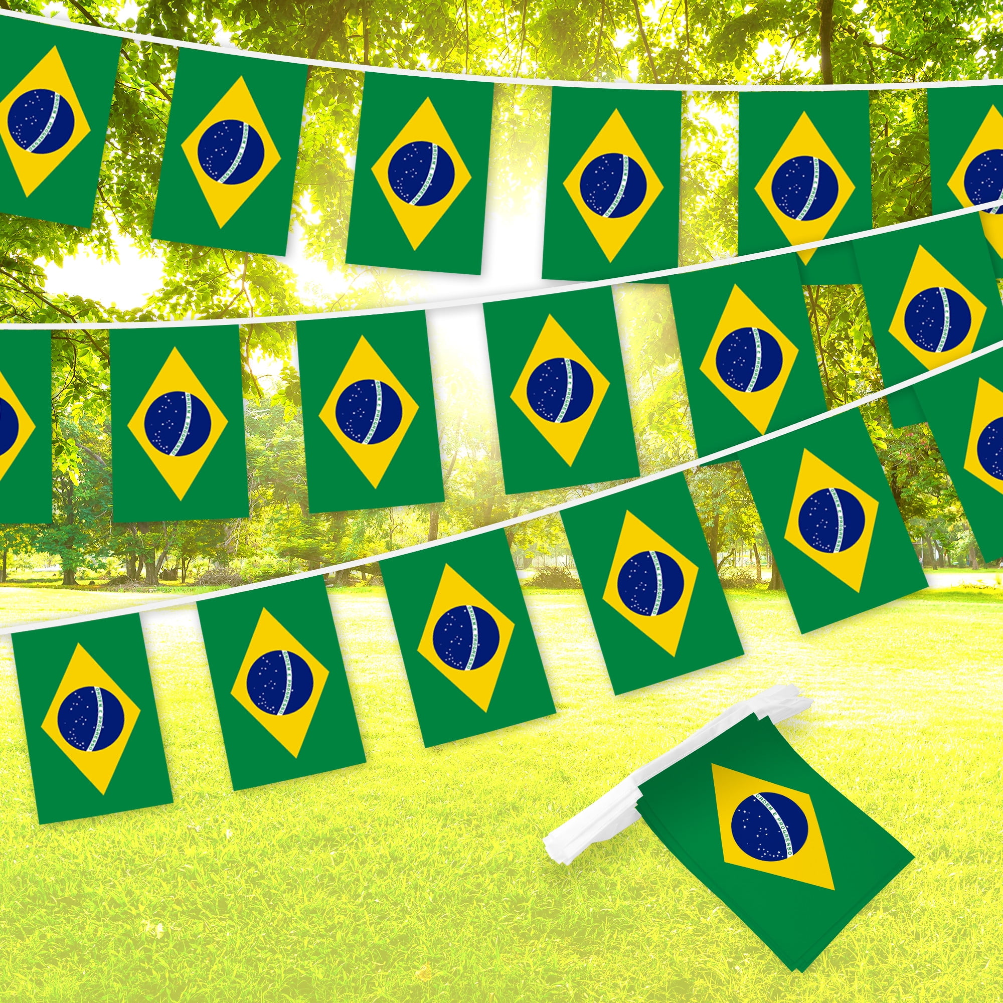 G128 Brazil Brazilian Bunting Banner | Flag 8.2 x 5.5 Inch, Full String ...