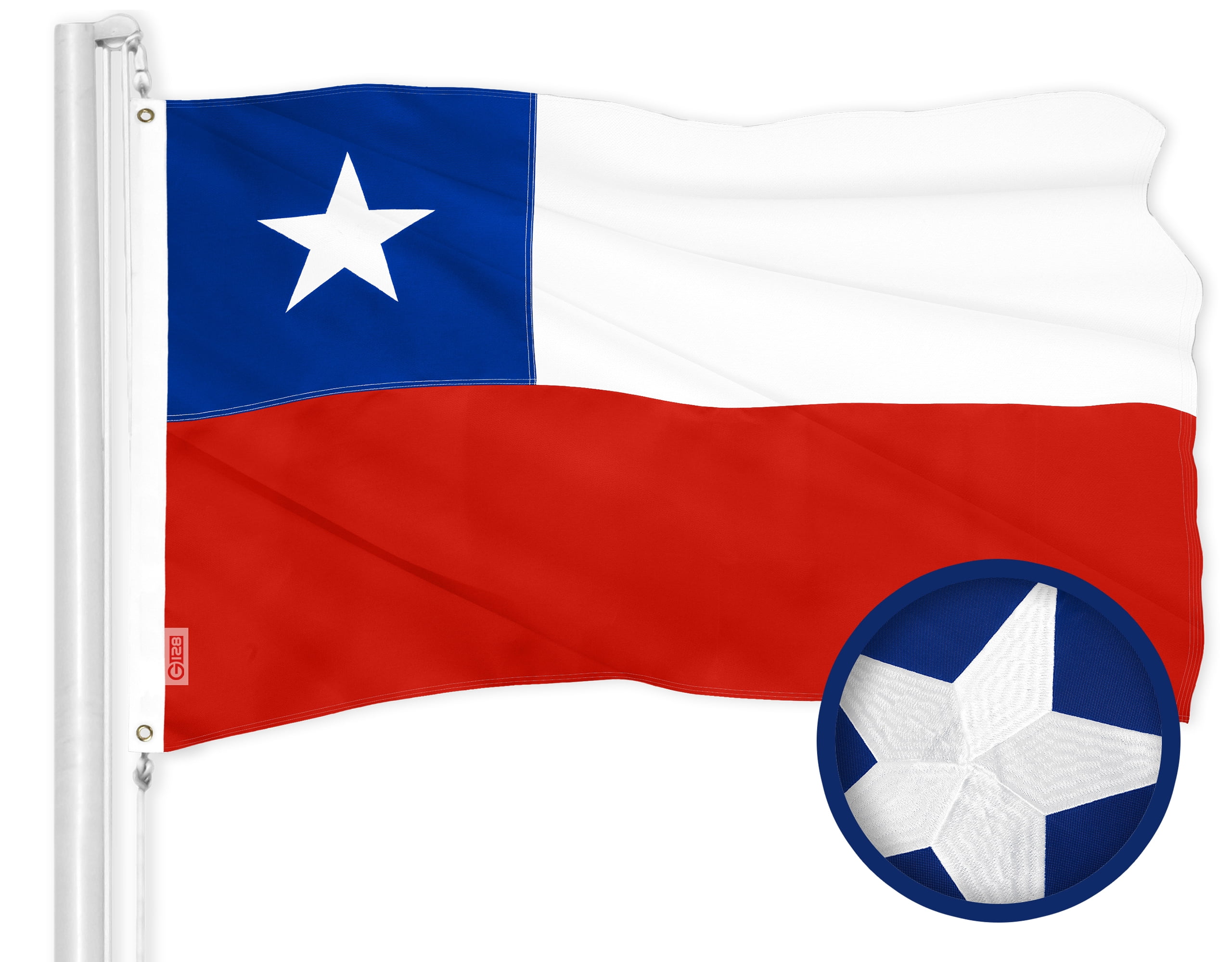 G128 Chile Chilean Flag | 3x5 Ft | ToughWeave Series Embroidered 300D ...