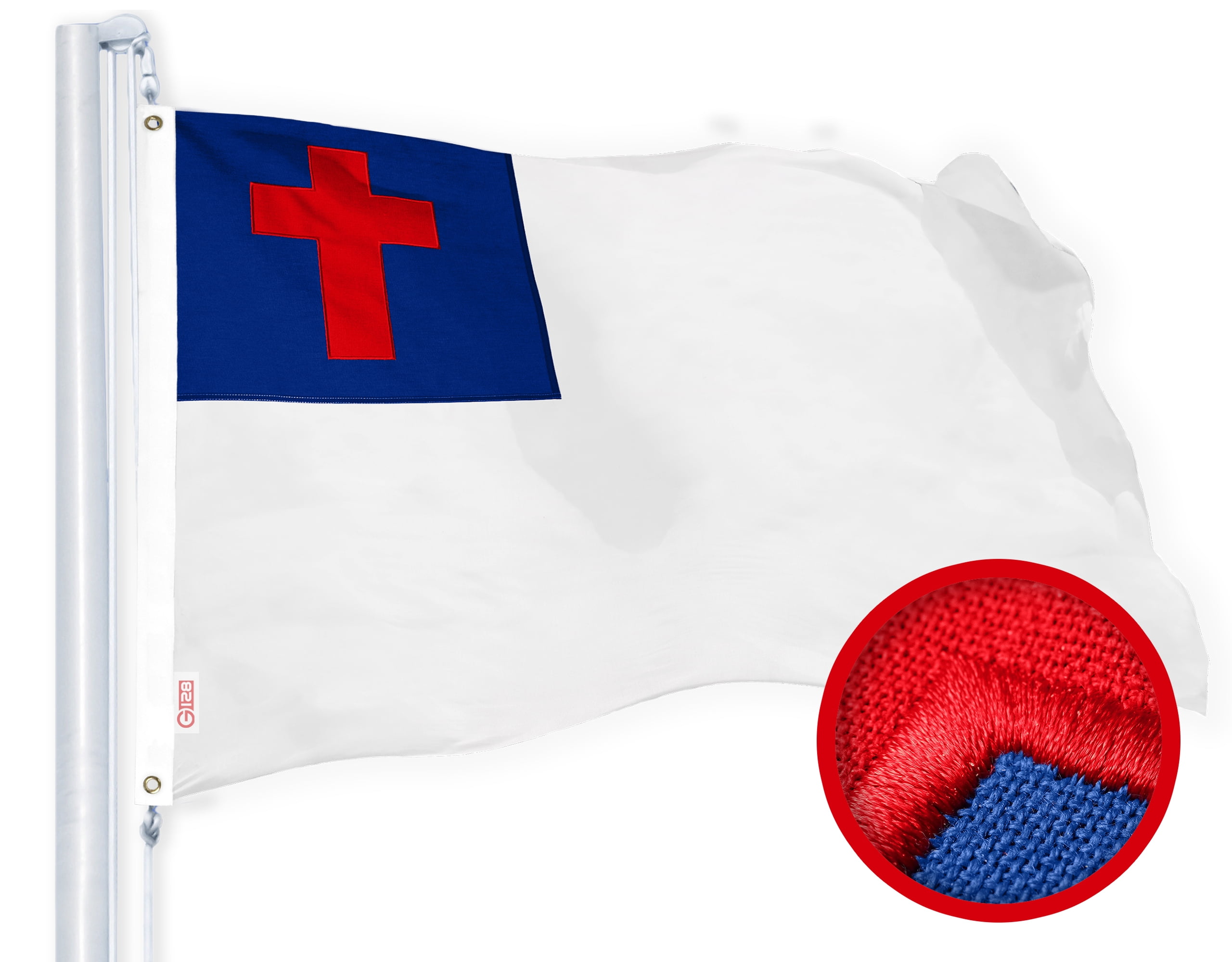 G128 Christian Flag | 3x5 Ft | Embroidered 220GSM Spun Polyester ...