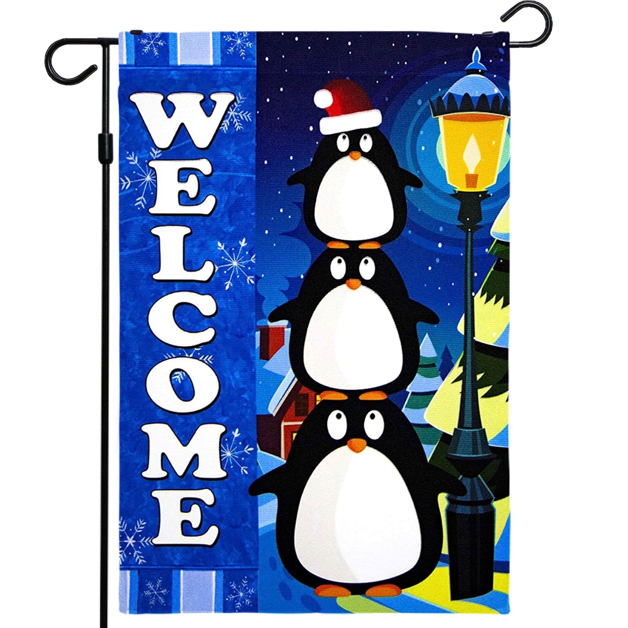 G128-12"x18" Christmas Garden Flag, Winter Garden Decor, Welcome ...
