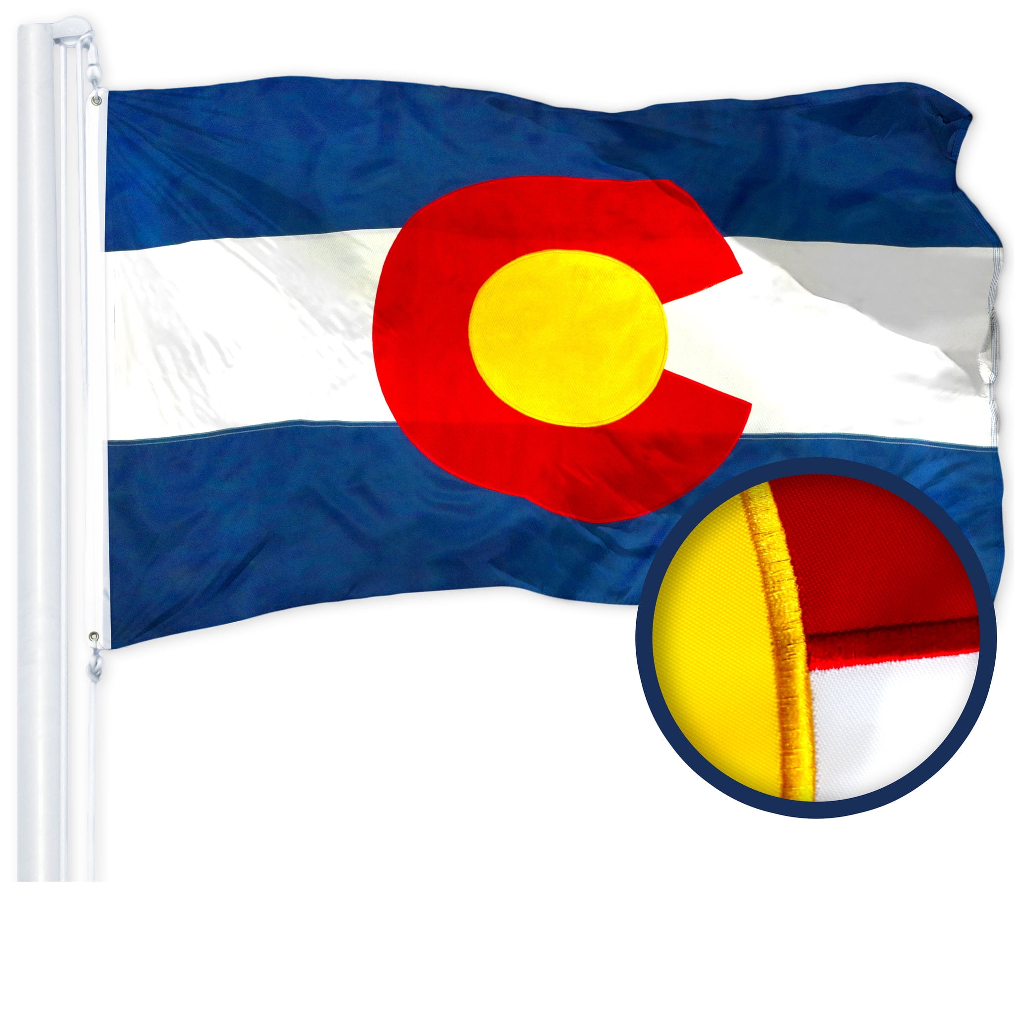 G128 Colorado State Flag | 2x3 Ft | ToughWeave Series Embroidered 300D ...