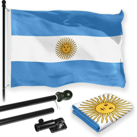 G128 Combo Pack: 6 Feet Tangle Free Spinning Flagpole (Black) Argentina ...