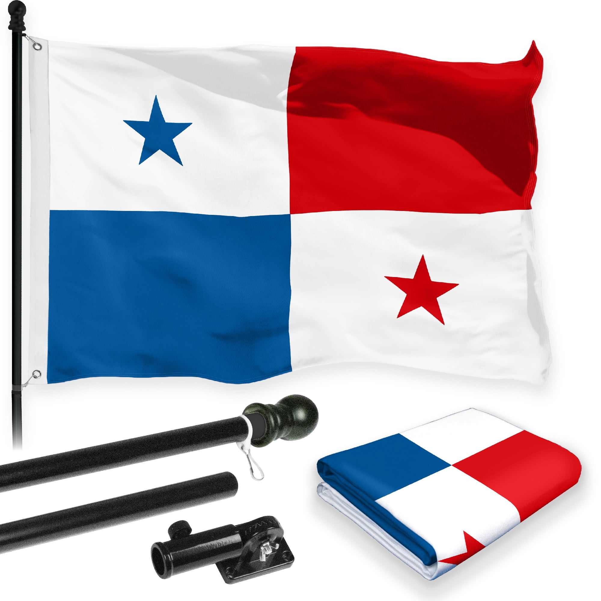 G128 Combo Pack: 6 Feet Tangle Free Spinning Flagpole (Black) Panama ...