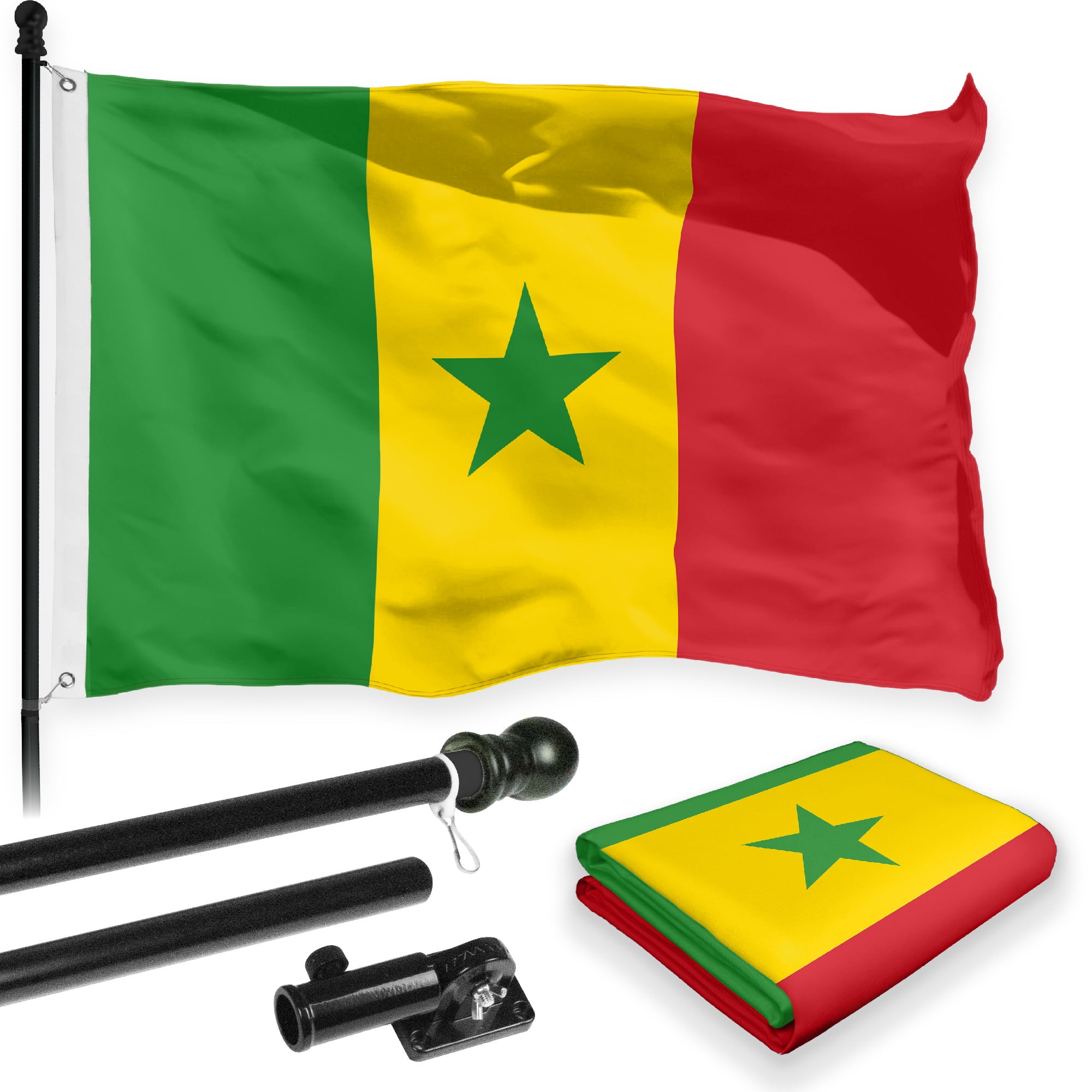 G128 Combo Pack: 6 Feet Tangle Free Spinning Flagpole (Black) Senegal ...