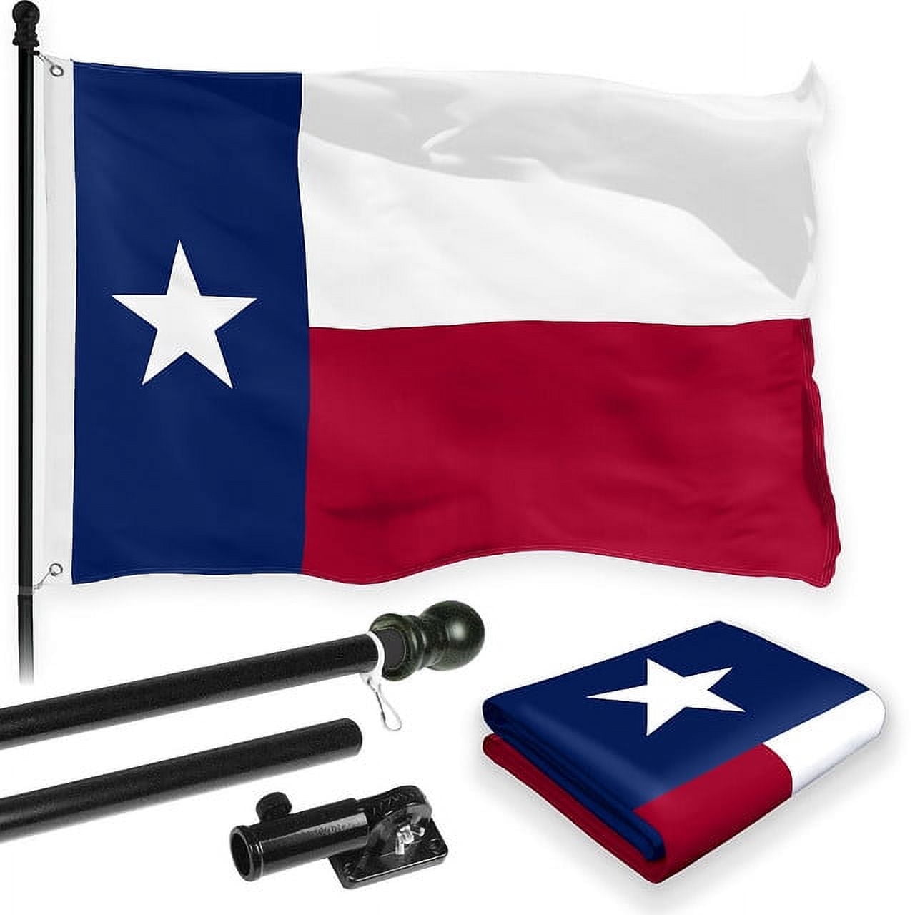G128 Combo: 6 ft Black Tangle-Free Spinning Flagpole & 3x5 ft Texas ...