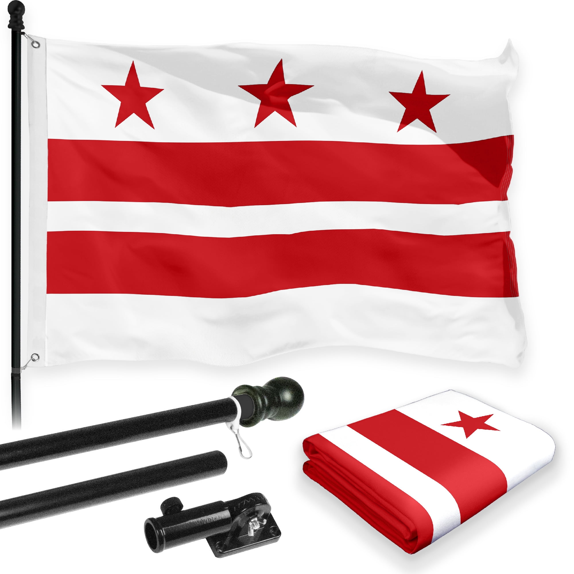 G128 Combo Pack: 6 Feet Tangle Free Spinning Flagpole (Black ...