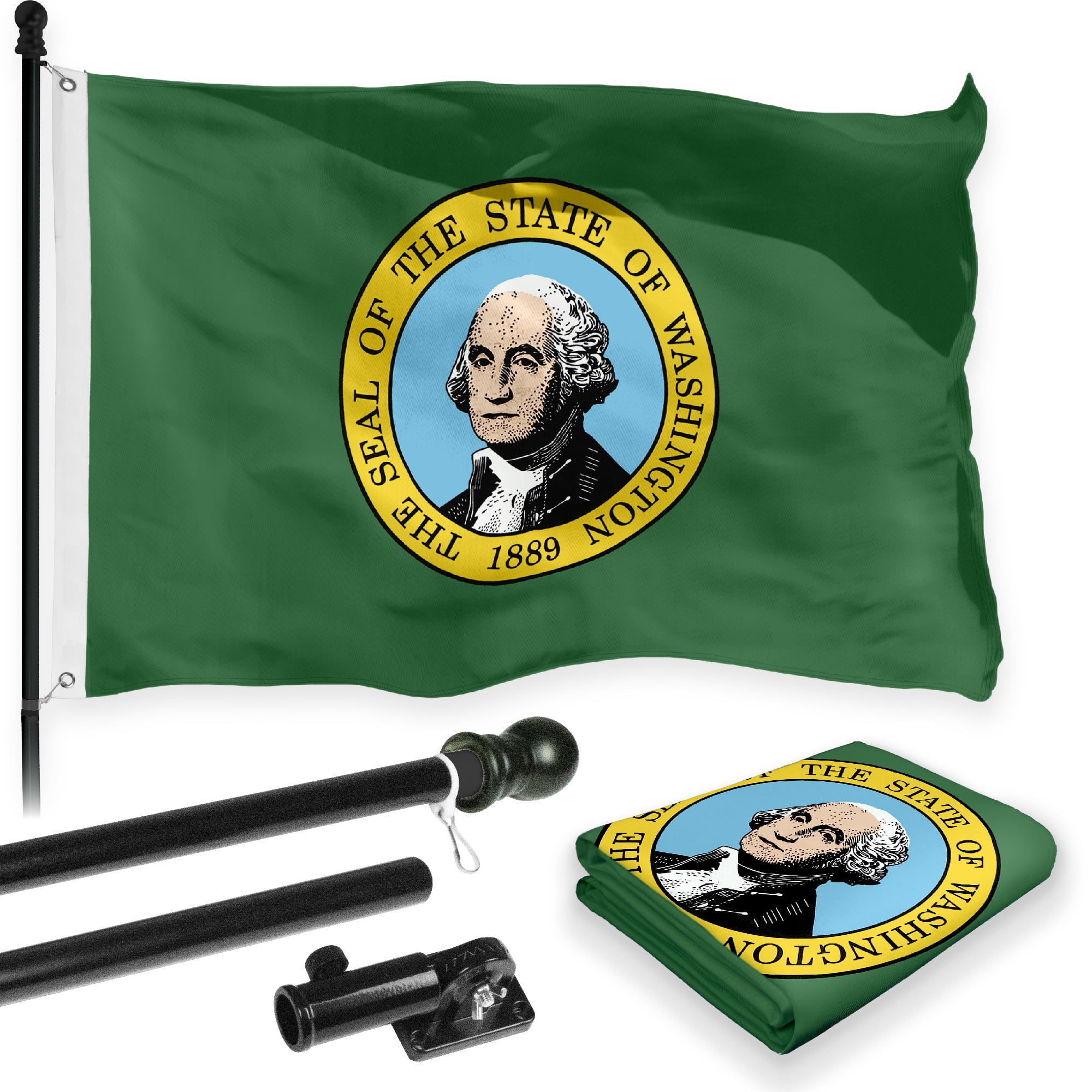 G128 Combo Pack: 6 Feet Tangle Free Spinning Flagpole (Black ...