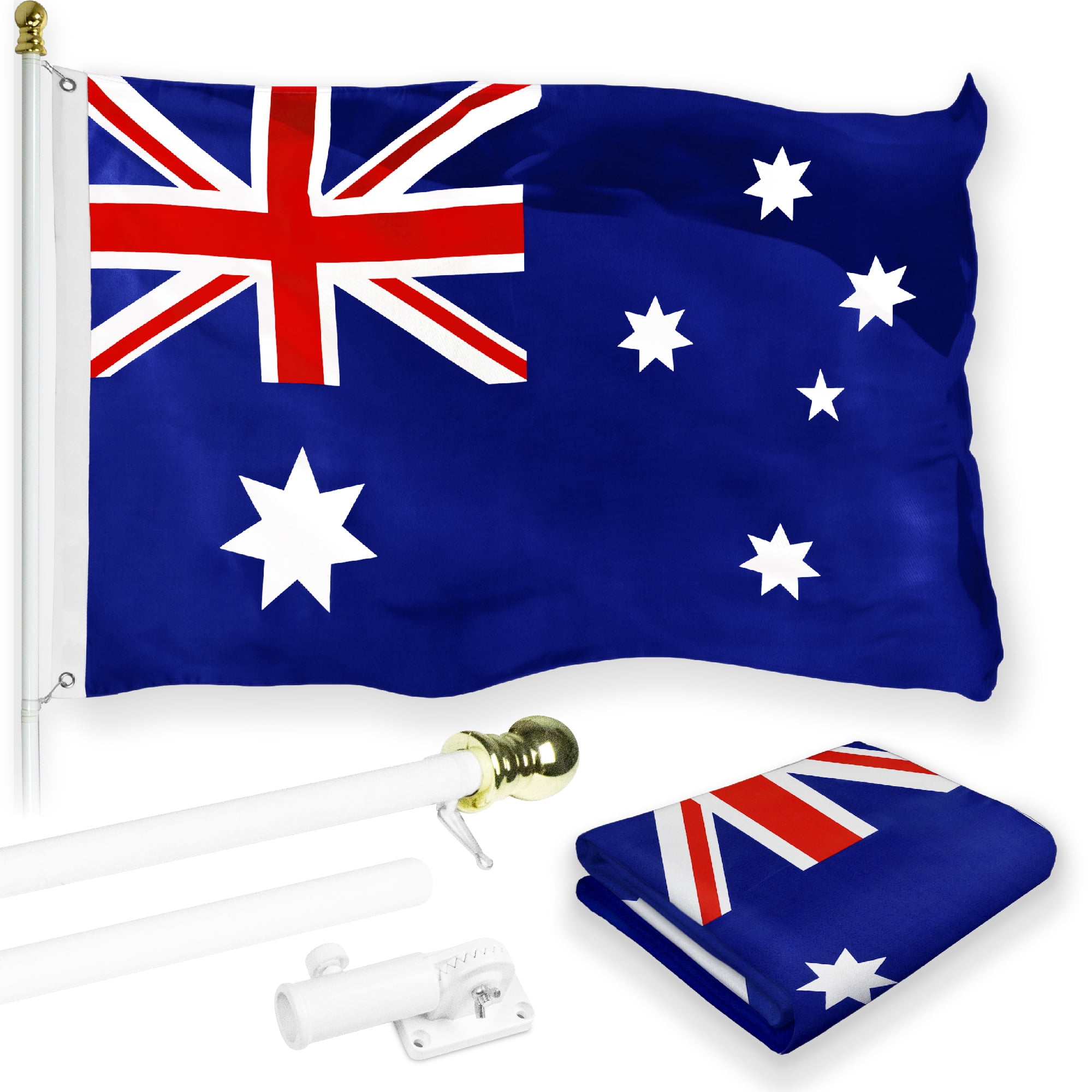 G128 Combo Pack: 6 Feet Tangle Free Spinning Flagpole (White) Australia ...