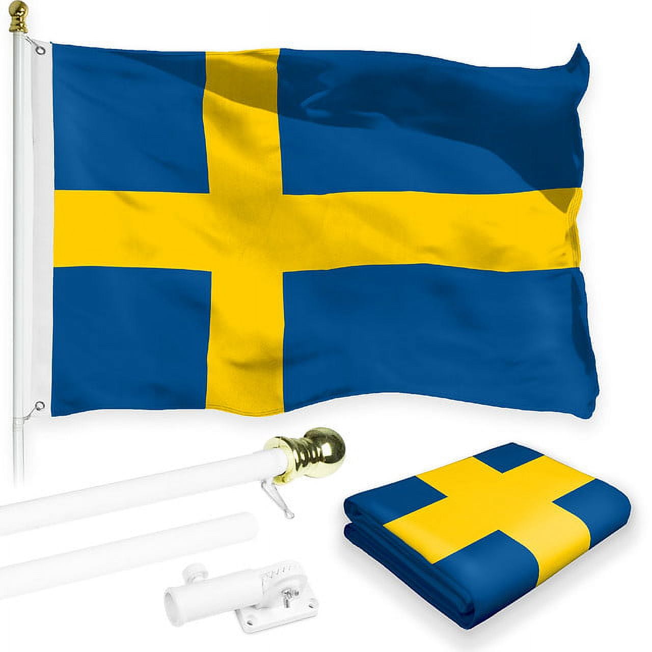 G128 Combo Pack: 6 Feet Tangle Free Spinning Flagpole (White) Sweden ...