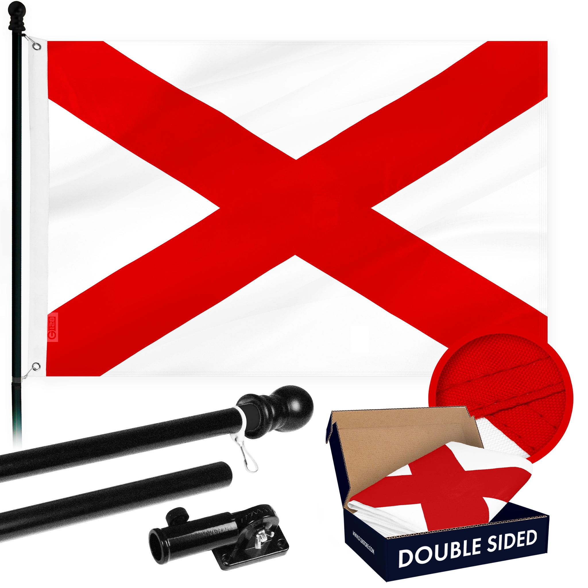 G128 Combo Pack: 6 Ft Tangle Free Aluminum Spinning Flagpole (Black ...