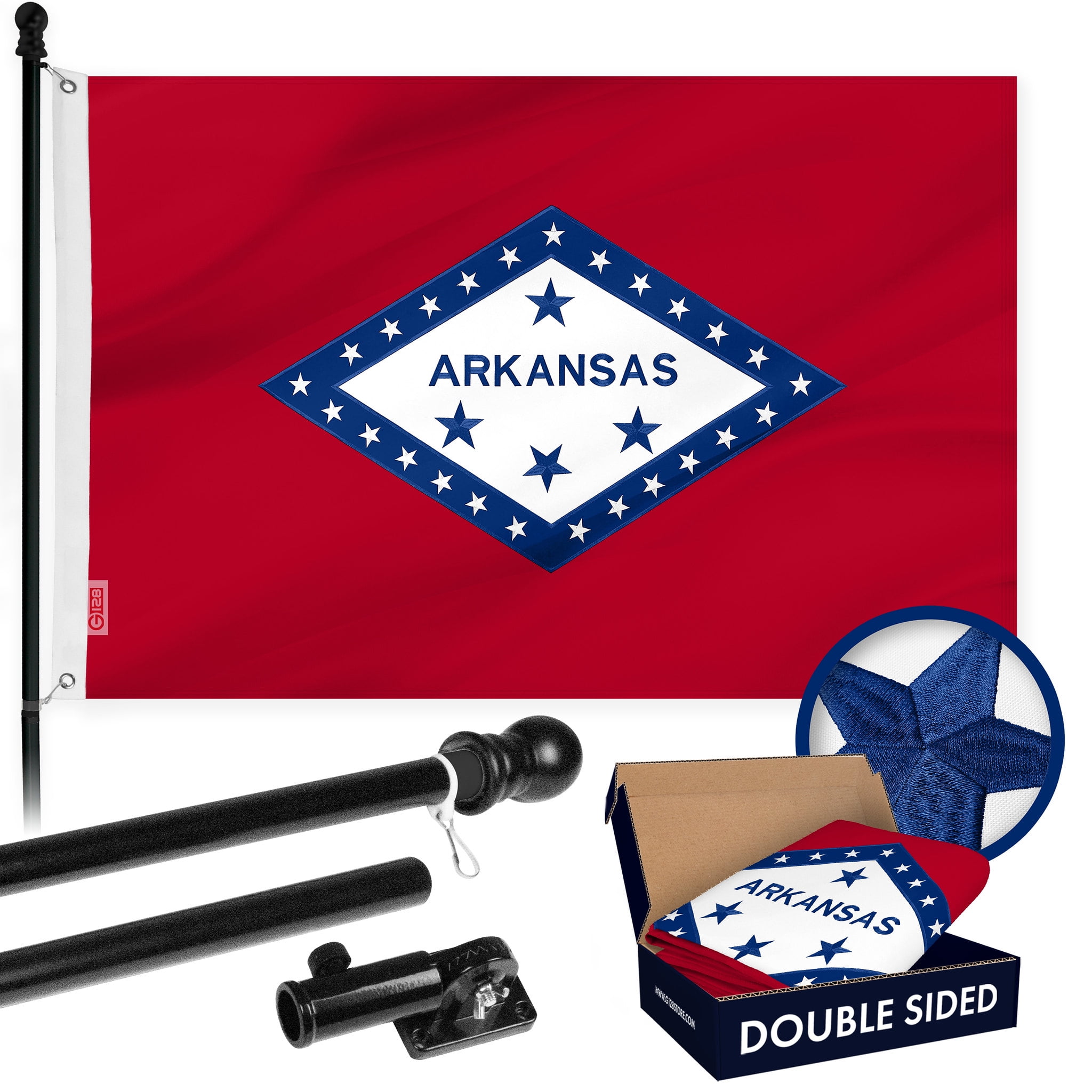 G128 Combo Pack: 6 Ft Tangle Free Aluminum Spinning Flagpole (Black ...