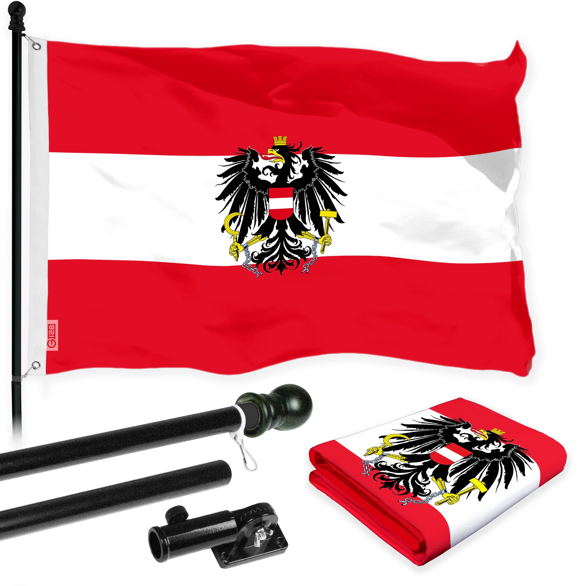 G128 Combo Pack: 6 Ft Tangle Free Aluminum Spinning Flagpole (Black ...