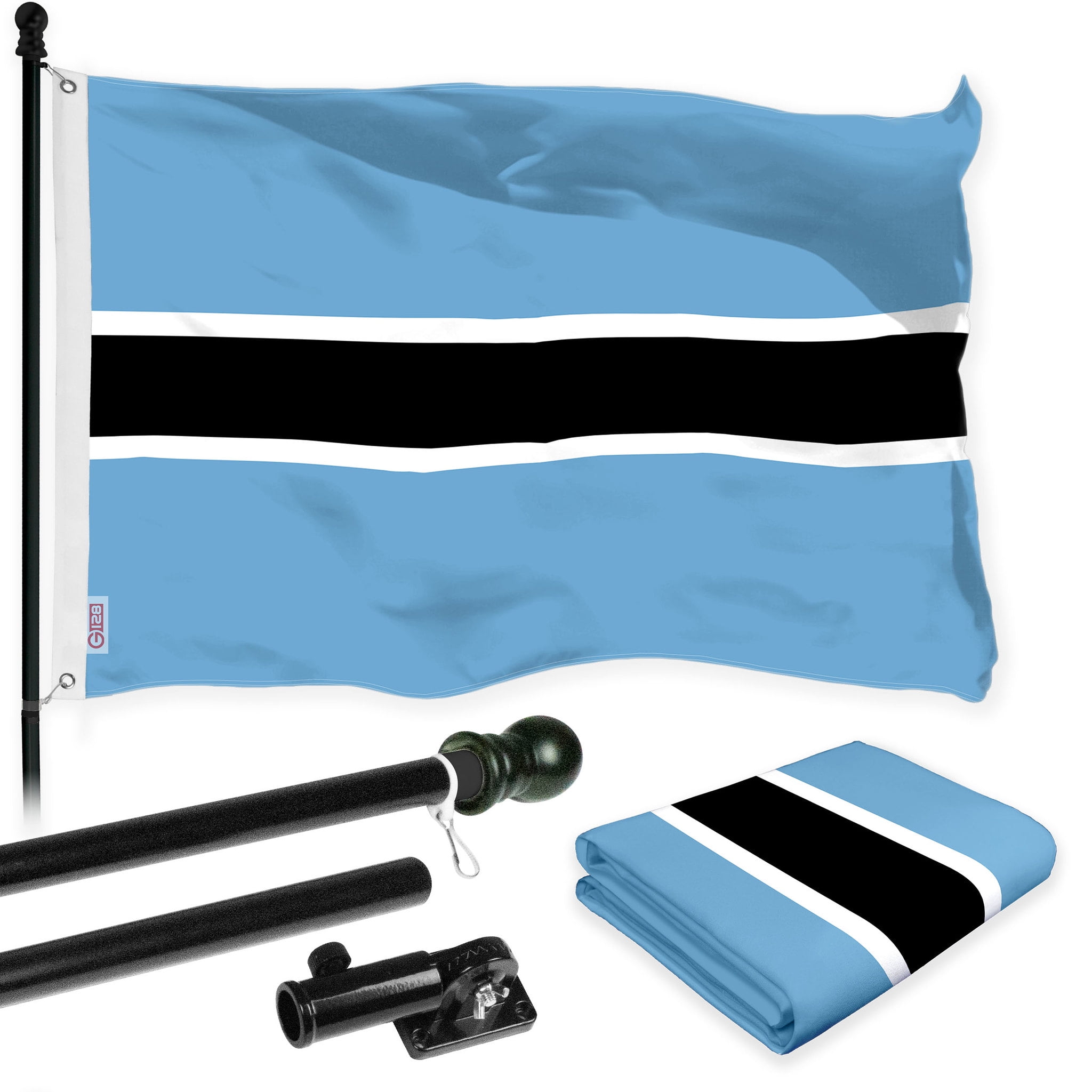 G128 Combo Pack: 6 Ft Tangle Free Aluminum Spinning Flagpole (Black ...