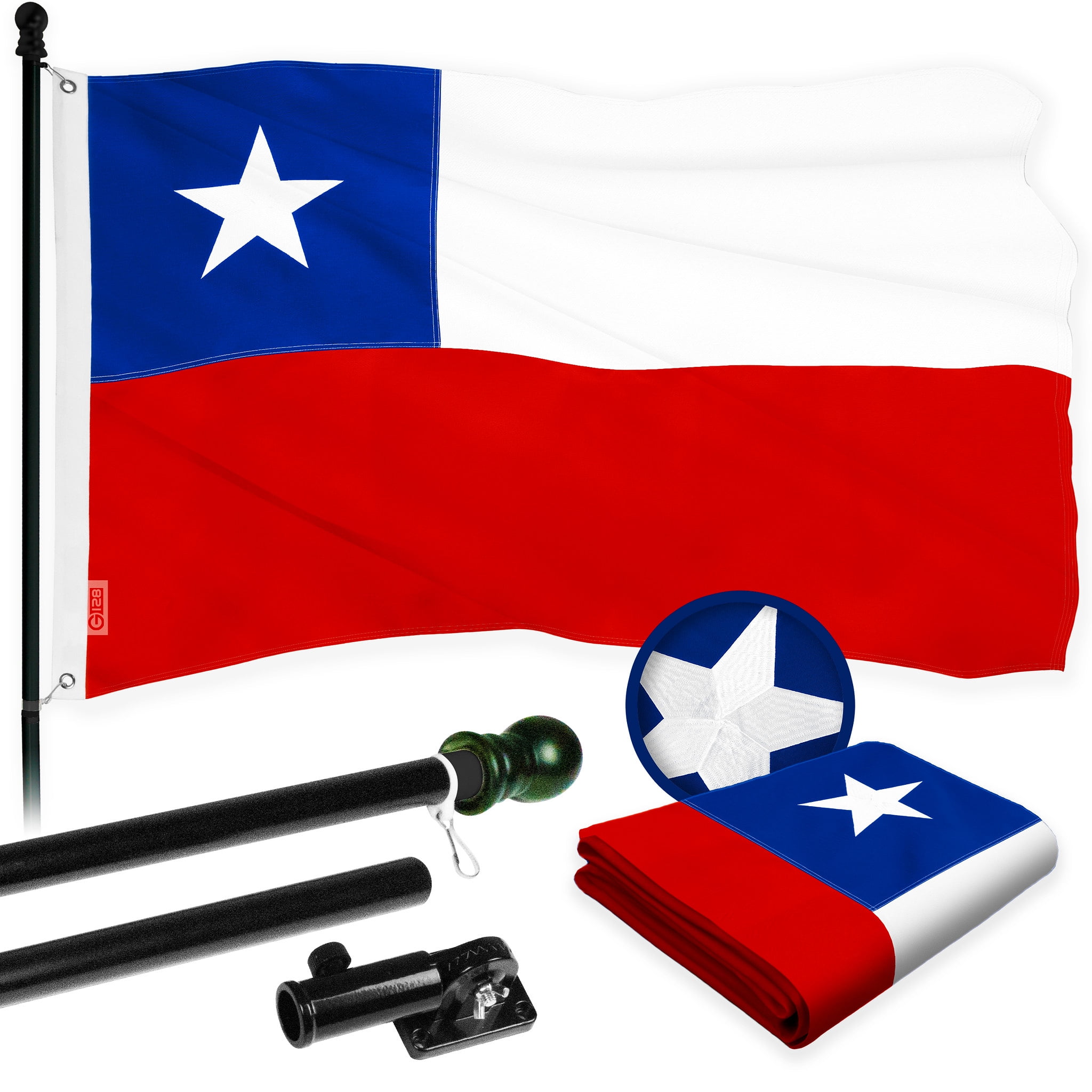 G128 Combo Pack: 6 Ft Tangle Free Aluminum Spinning Flagpole (Black ...