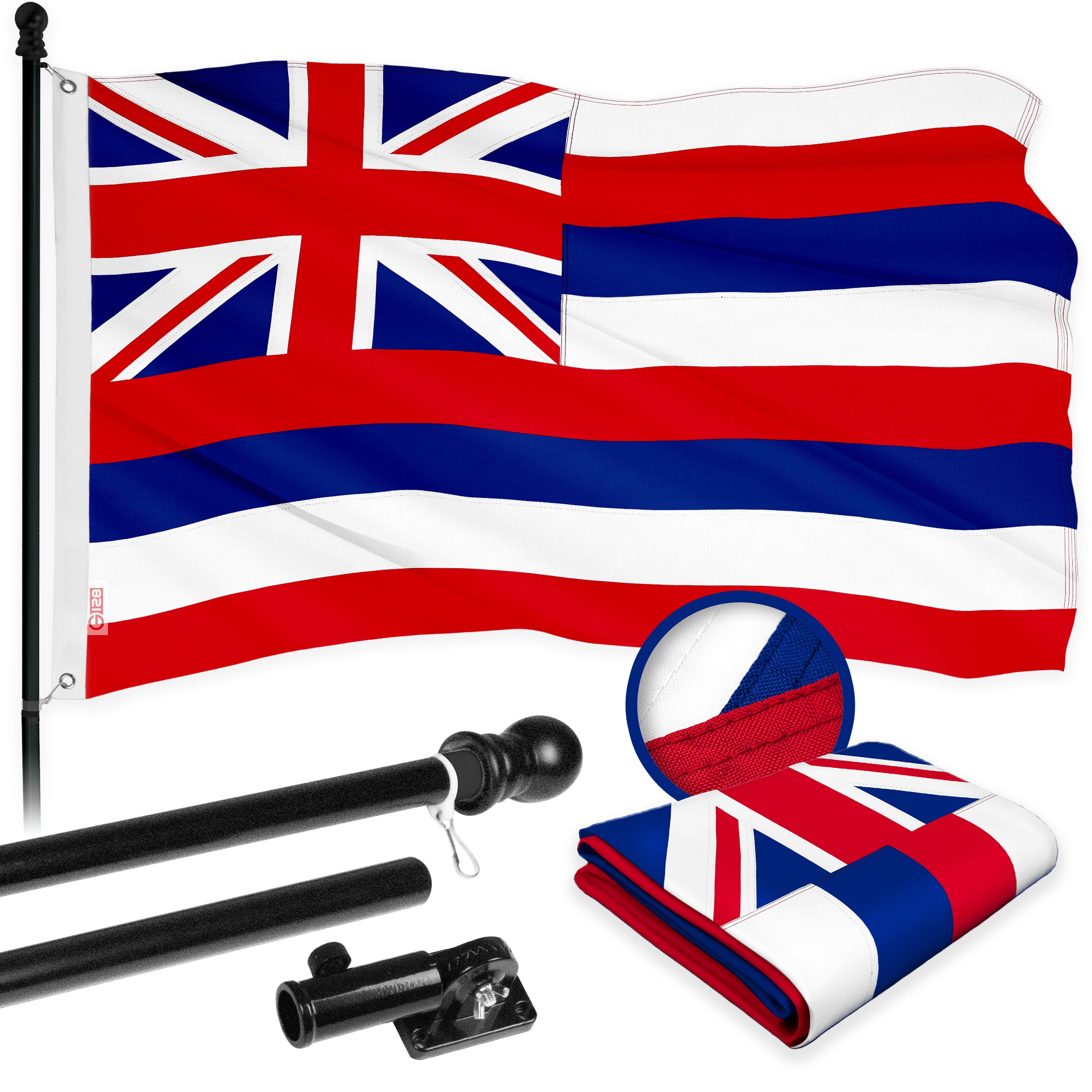 G128 Combo Pack: 6 Ft Tangle Free Aluminum Spinning Flagpole (Black ...