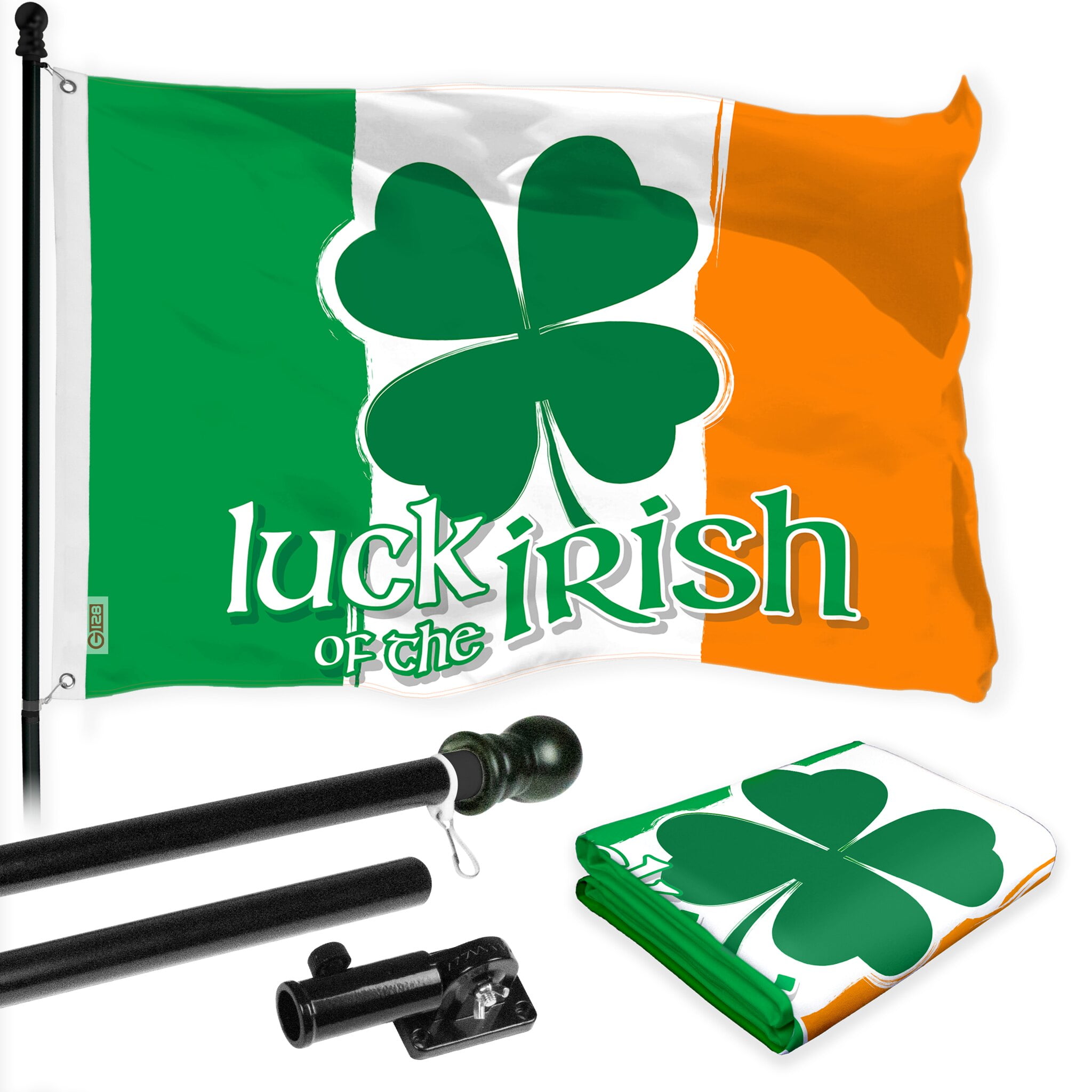 G128 Combo Pack: 6 Ft Tangle Free Aluminum Spinning Flagpole (Black ...