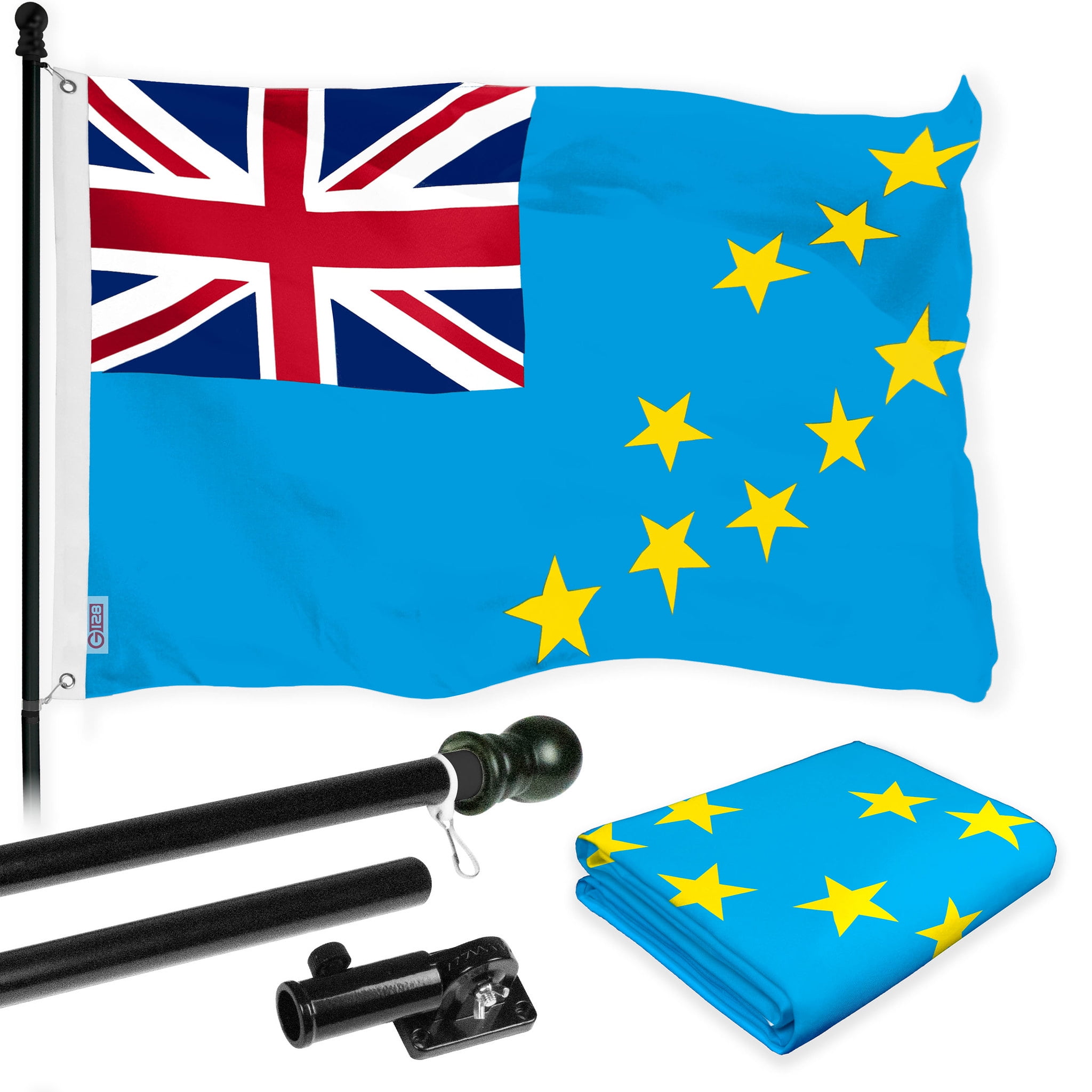 G128 Combo Pack: 6 Ft Tangle Free Aluminum Spinning Flagpole (Black ...