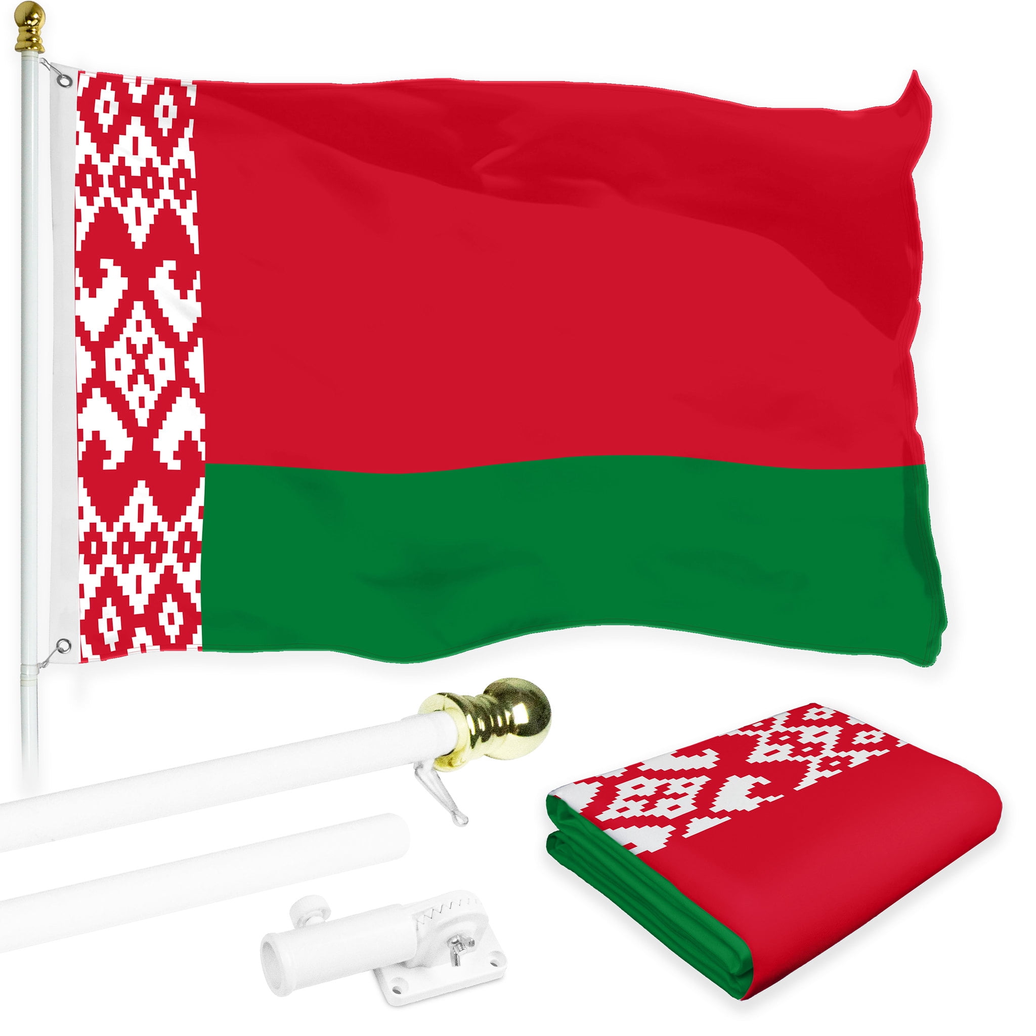 G128 Combo Pack: 6 Ft Tangle Free Aluminum Spinning Flagpole (White ...