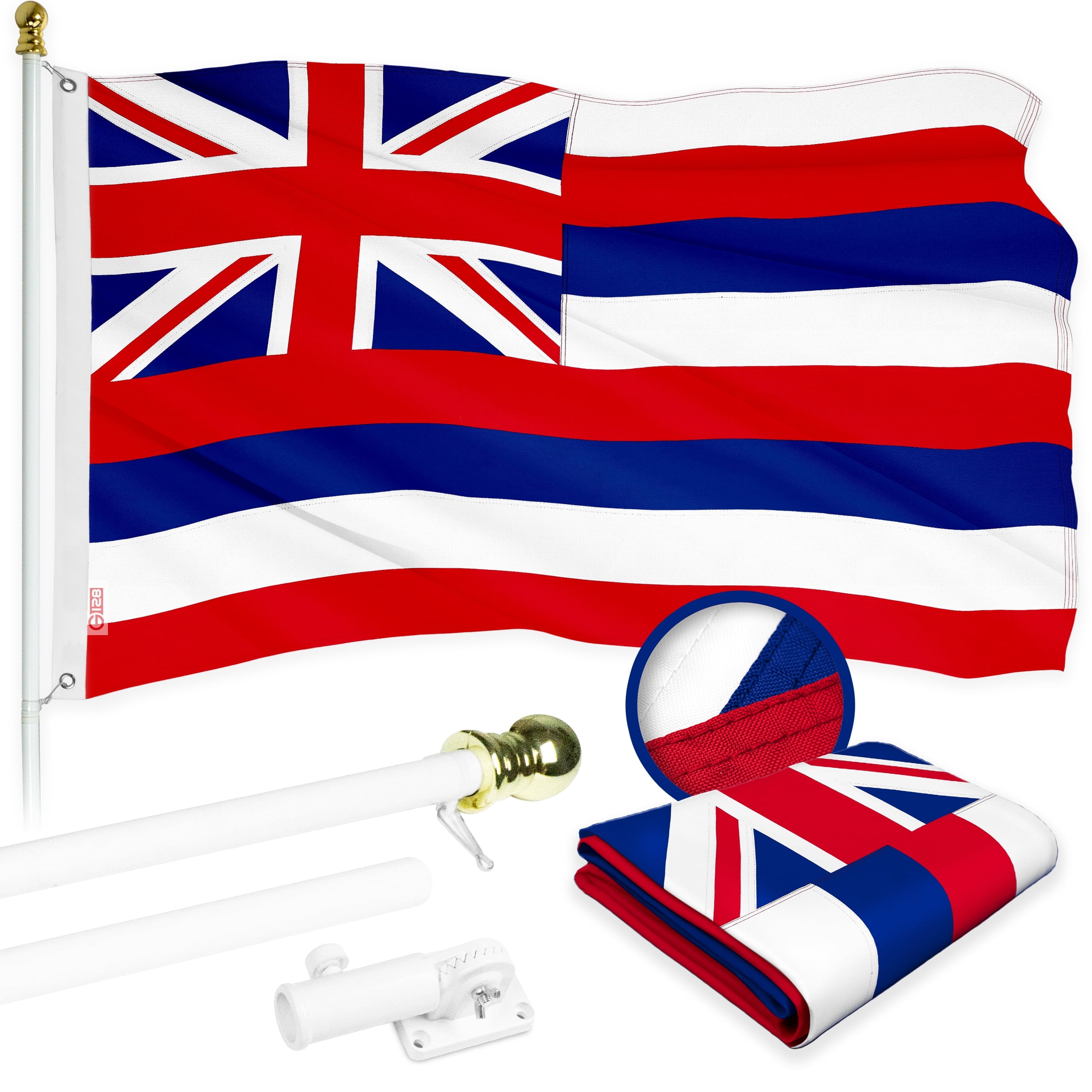 G128 Combo Pack: 6 Ft Tangle Free Aluminum Spinning Flagpole (White ...