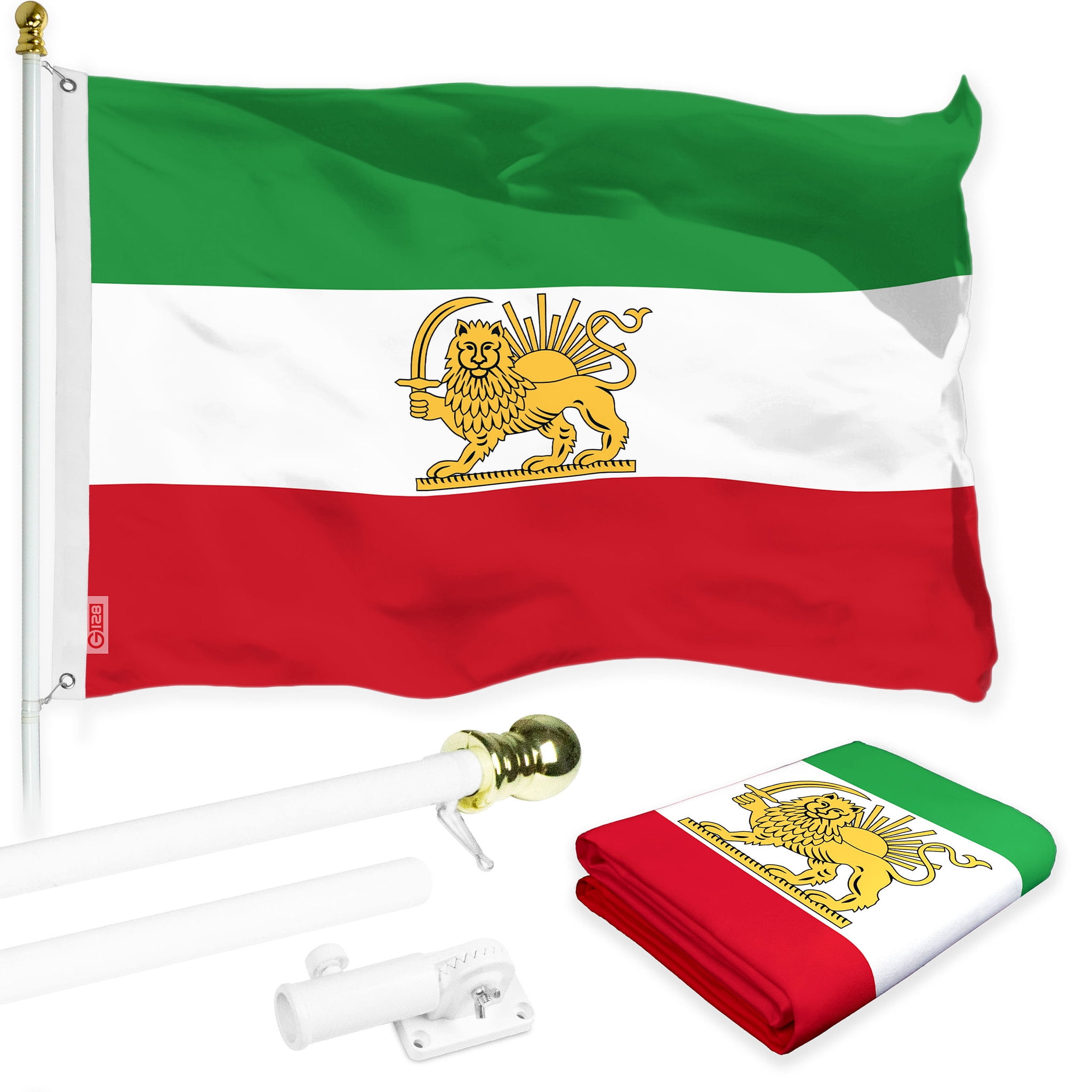 G128 Combo Pack: 6 Ft Tangle Free Aluminum Spinning Flagpole (White ...