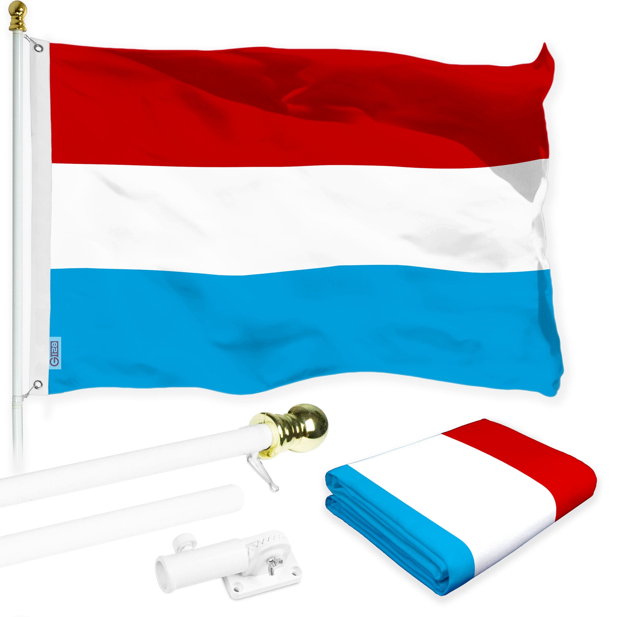 G128 Combo Pack: 6 Ft Tangle Free Aluminum Spinning Flagpole (White ...