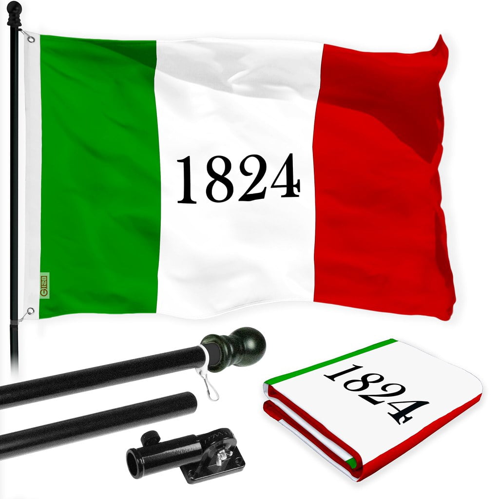 G128 Combo Pack: 6 Ft Tangle Free Spinning Flagpole (Black) & Alamo ...