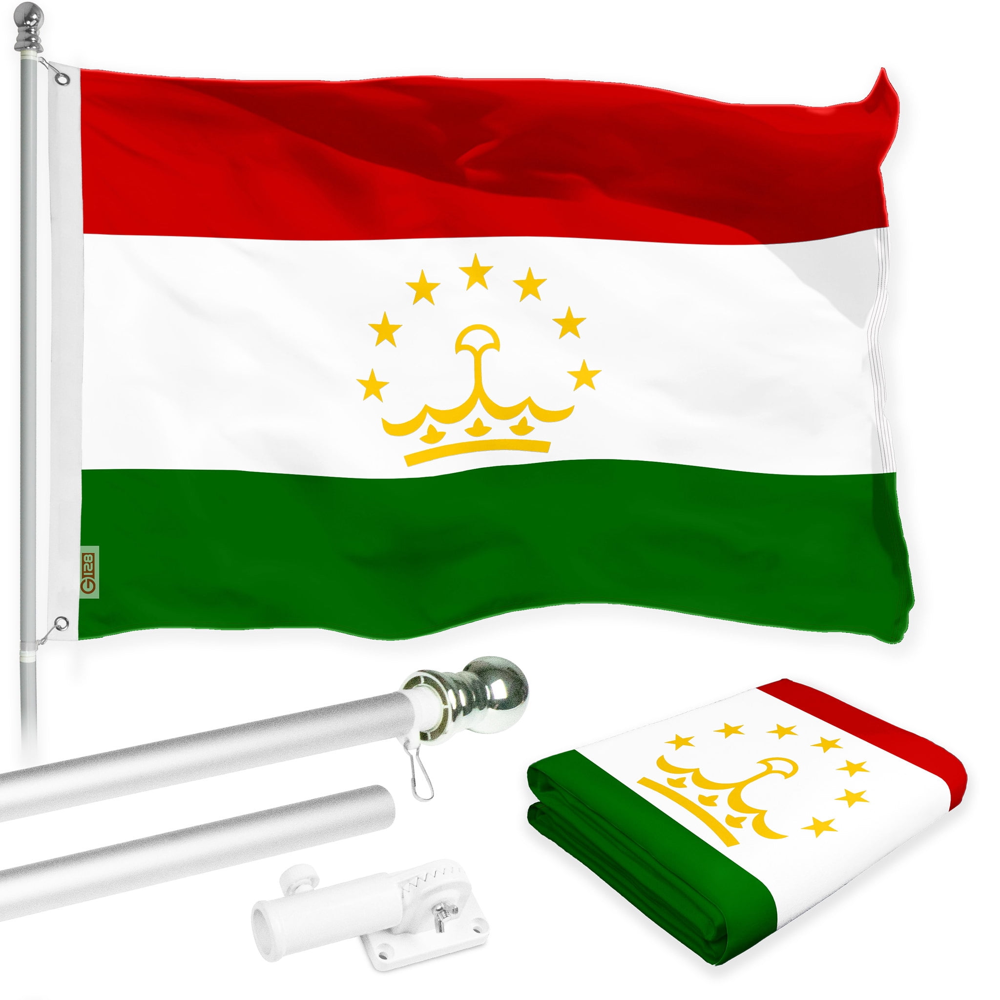 G128 Combo Pack: 6 Ft Tangle Free Spinning Flagpole (Silver ...