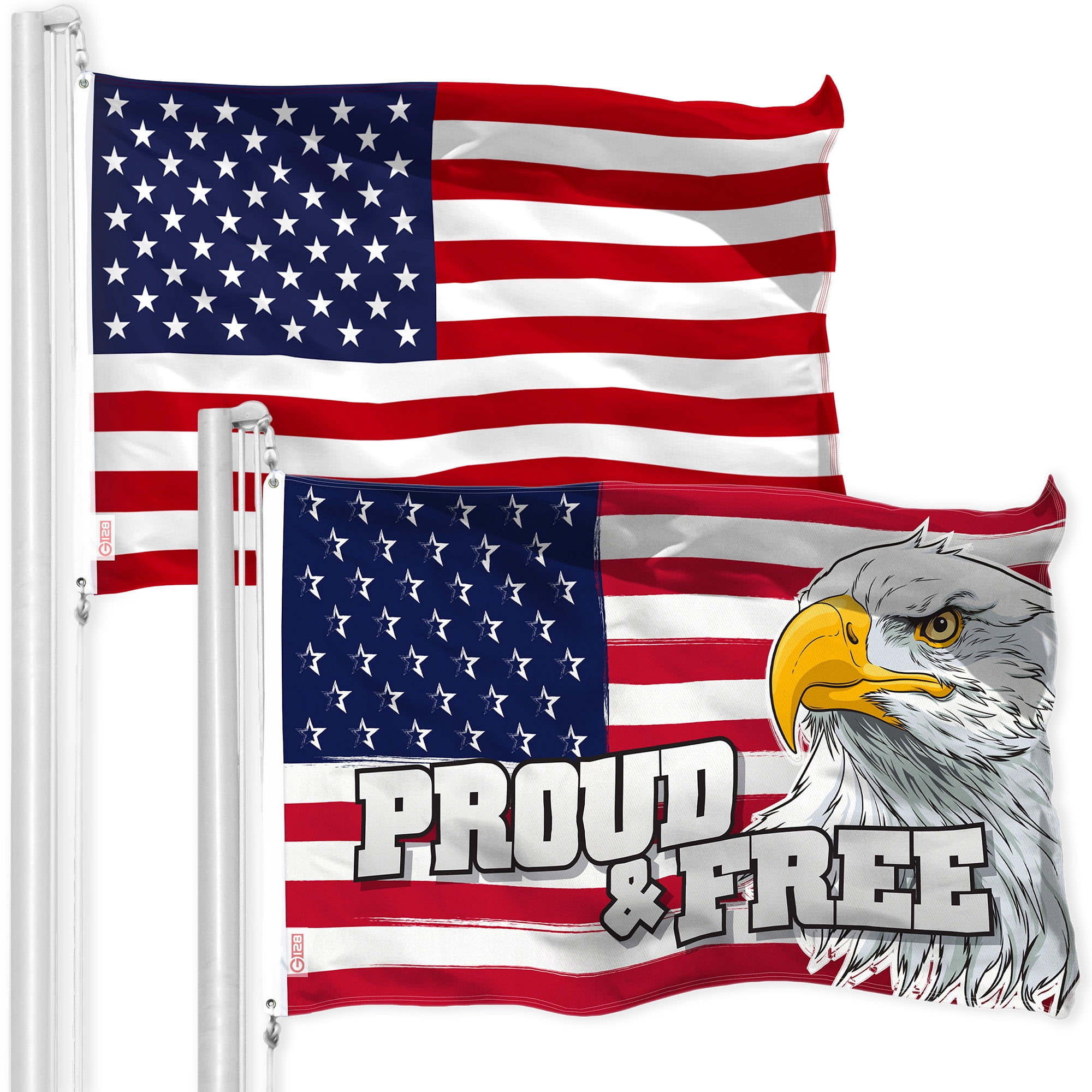 G128 Combo Pack: American USA Flag 150D 3x5 Ft & American USA Proud ...