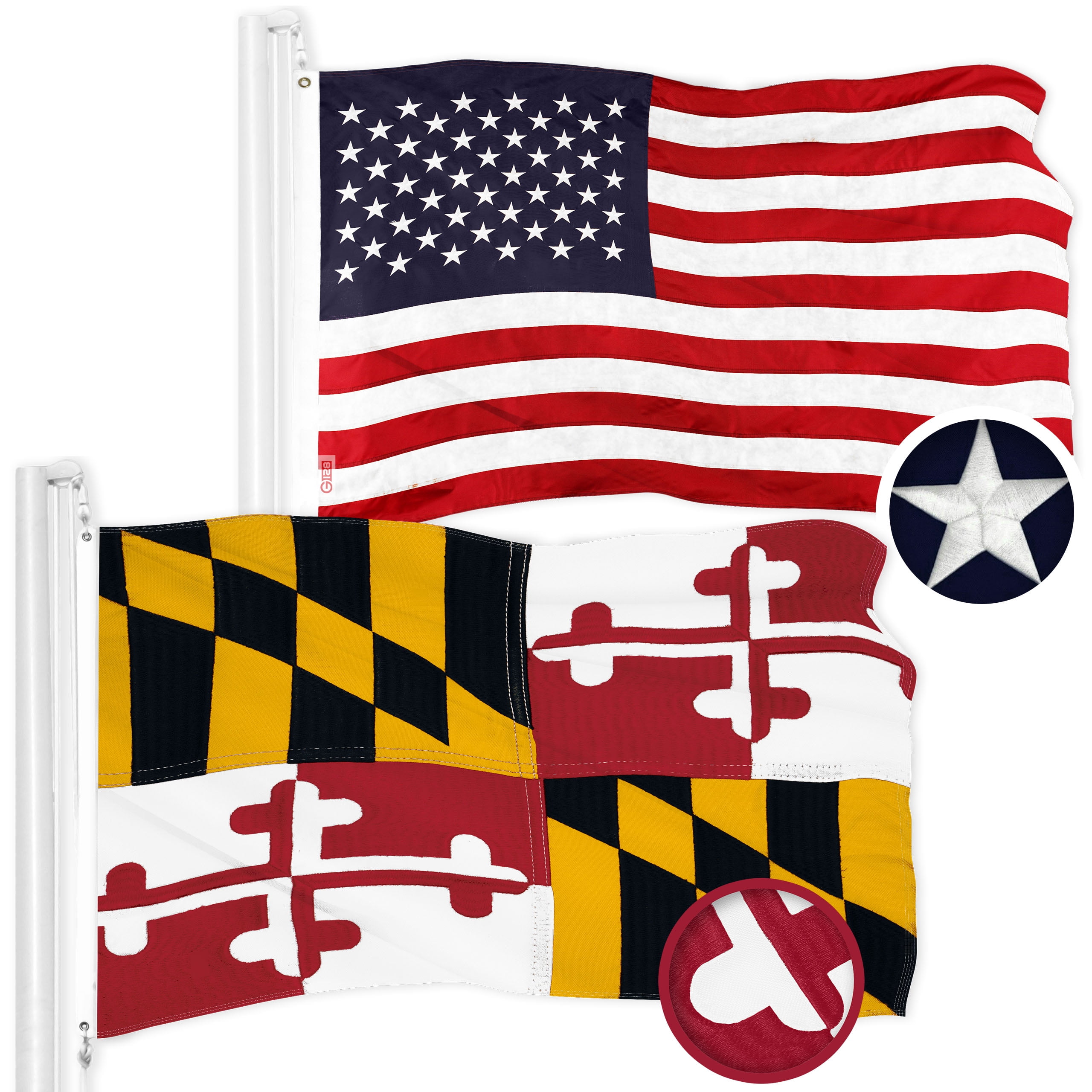 G128 Combo Pack: American USA Flag 1x1.5 Ft & Maryland MD State Flag ...