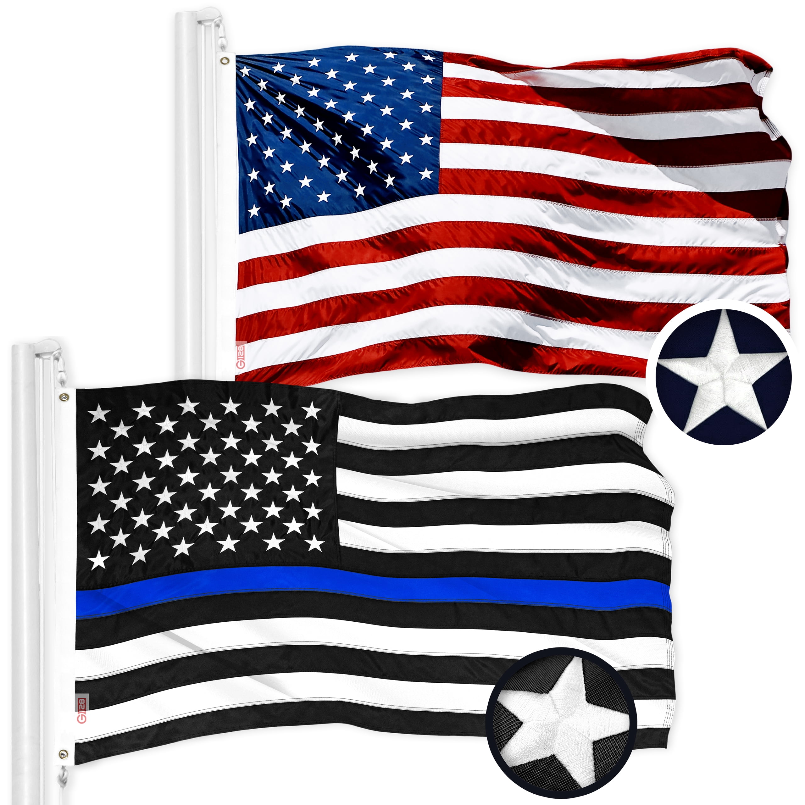 G128 Combo Pack: American USA Flag 20x30 In & Thin Blue Line Flag 20x30 ...