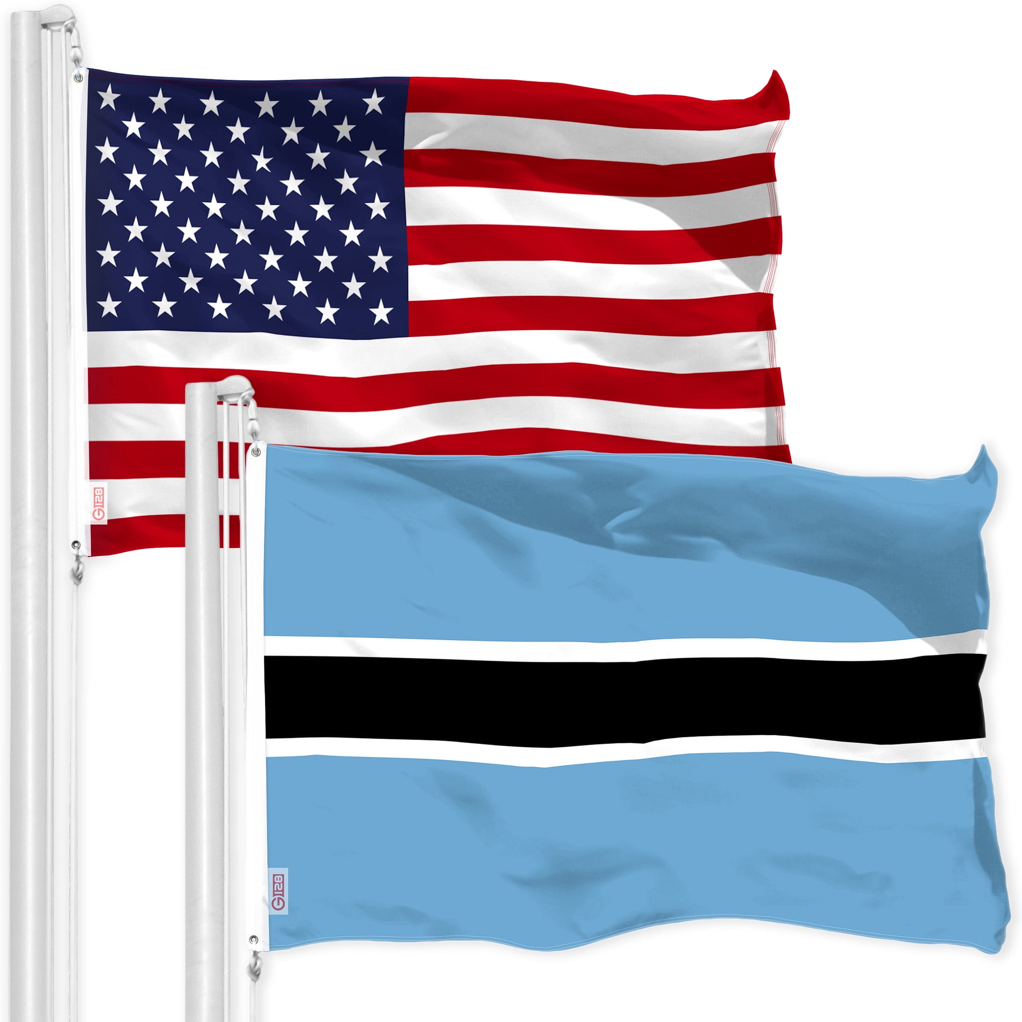 G128 Combo Pack: American USA Flag 3x5 Ft & Botswana Batswana Flag 3x5 ...