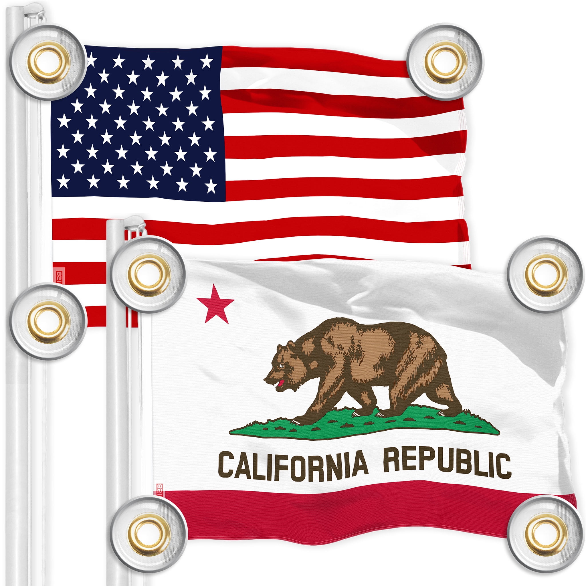 G128 Combo Pack: American USA Flag 3x5 Ft & California CA State Flag ...