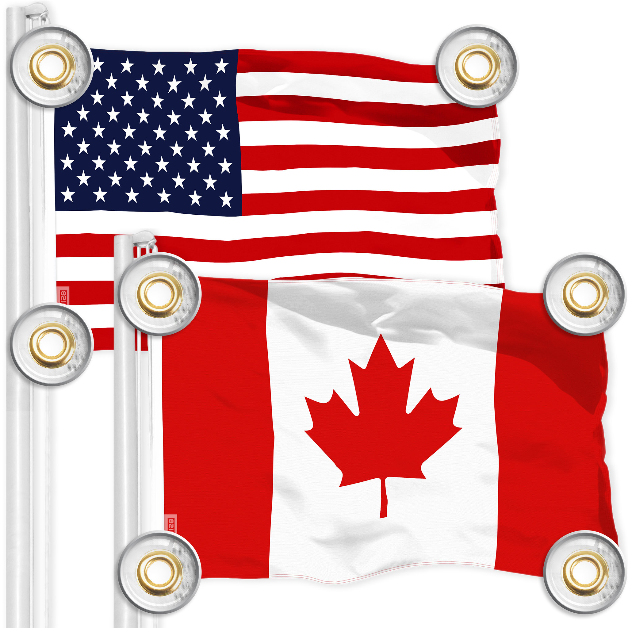 G128 Combo Pack: American USA Flag 3x5 Ft & Canada Canadian Flag 3x5 Ft ...