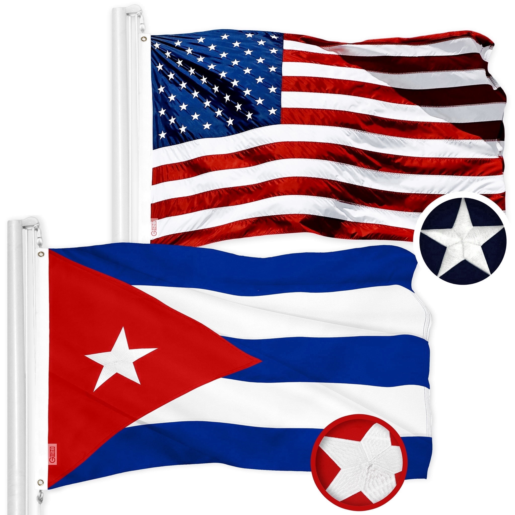 G128 Combo Pack: American USA Flag 3x5 Ft & Cuba Cuban Flag 3x5 Ft ...