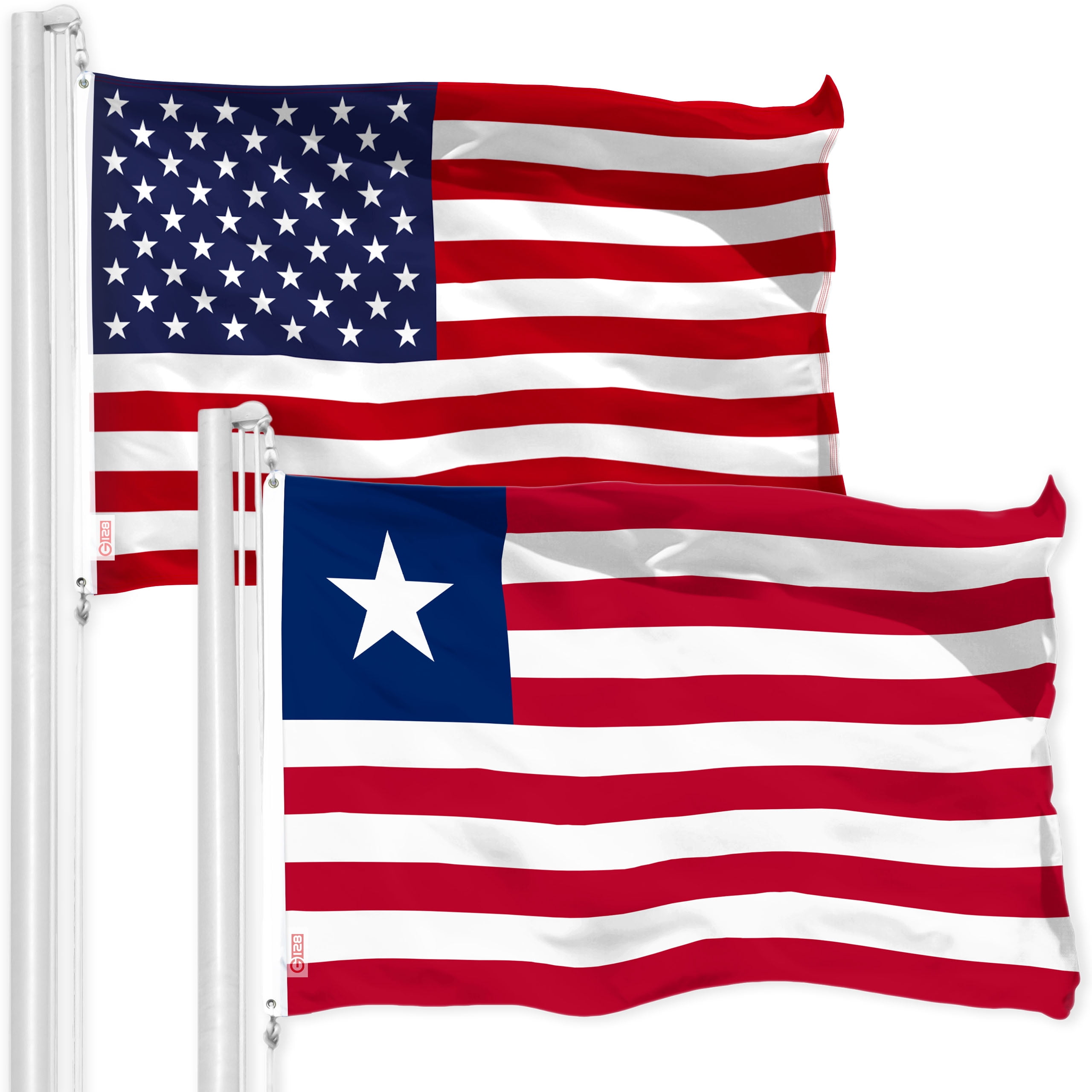 G128 Combo Pack: American USA Flag 3x5 Ft & Liberia Liberian Flag ...